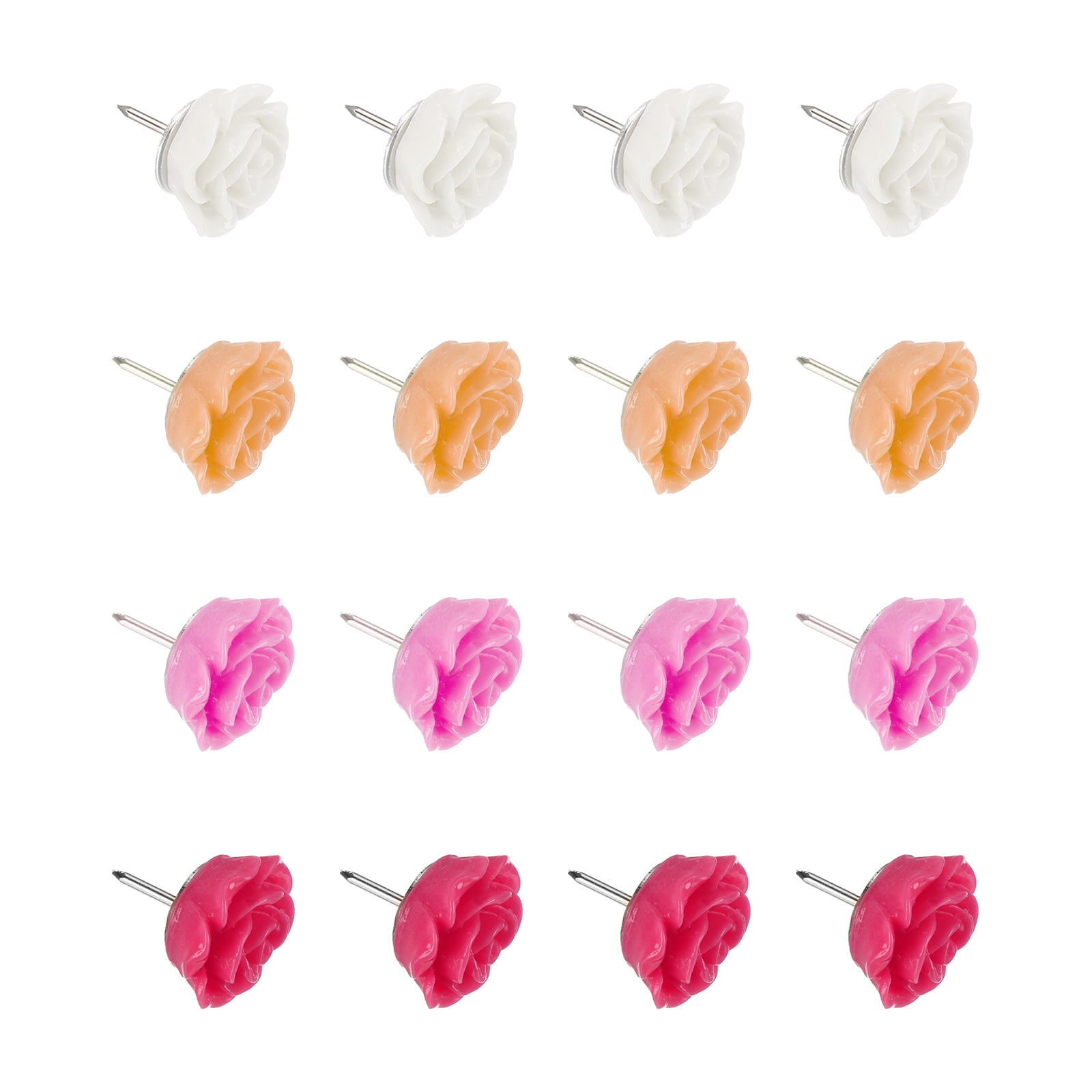 Uxcell Push Pins Rose Flower Shape Decorative Steel Needle, Pink 16 ...