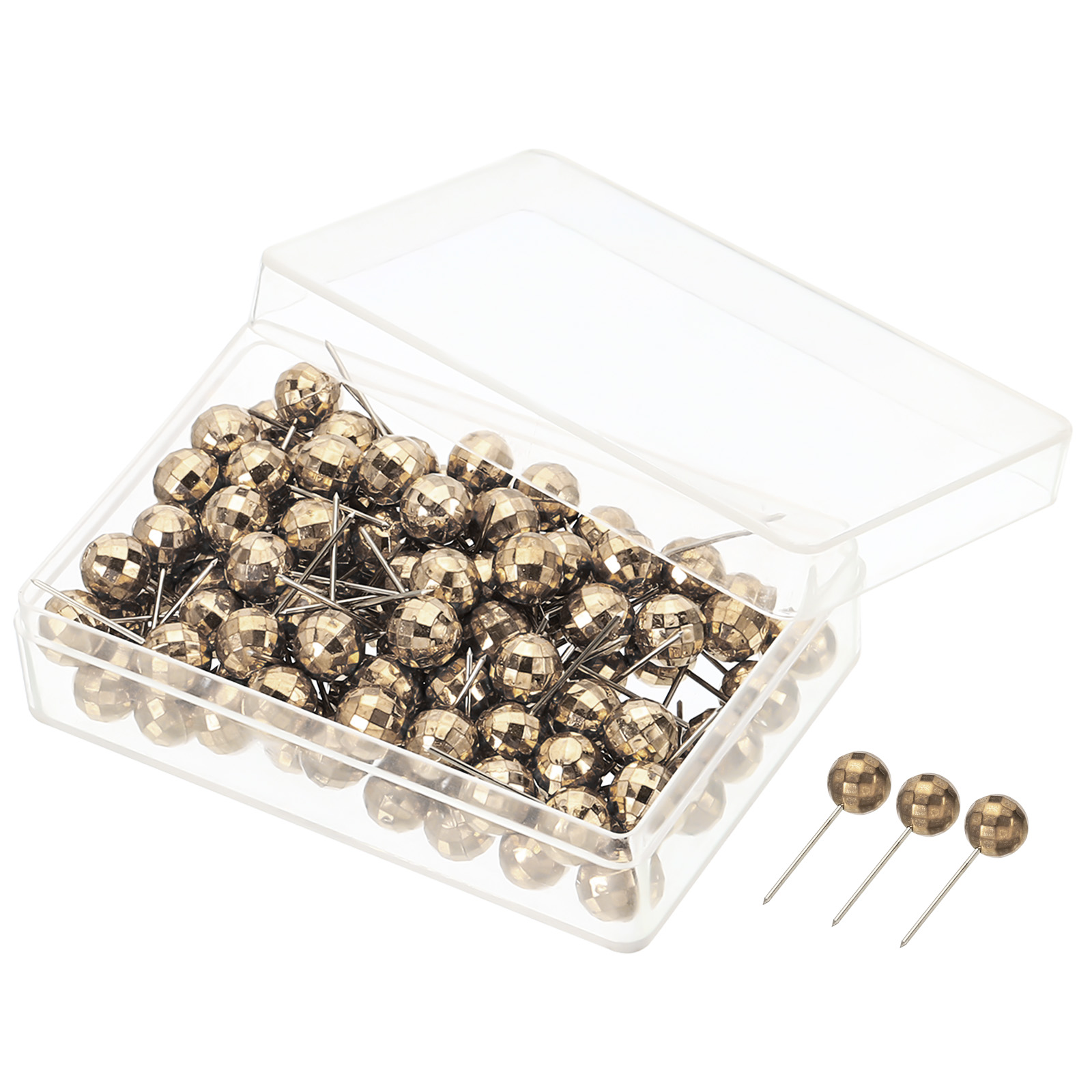 Uxcell Push Pins Round Head Map Tacks Steel Point, Gold Tone 100 Pack ...