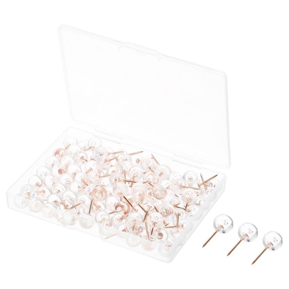 Uxcell Push Pins Round Head Map Tacks Thumb Steel Point, Clear Rose ...