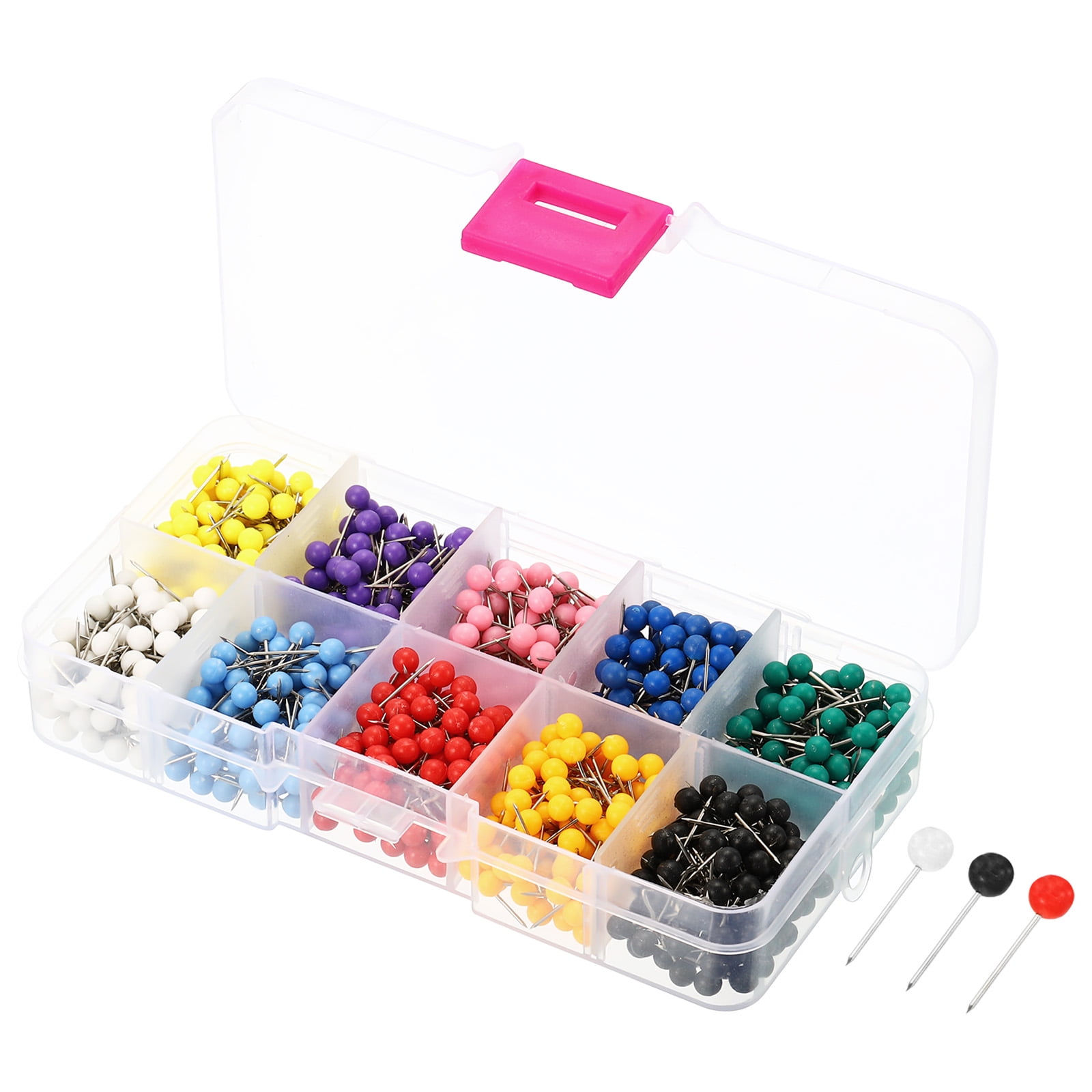 Uxcell Push Pins Round Head Map Tacks Thumb Steel Point, Multicolor 1 ...