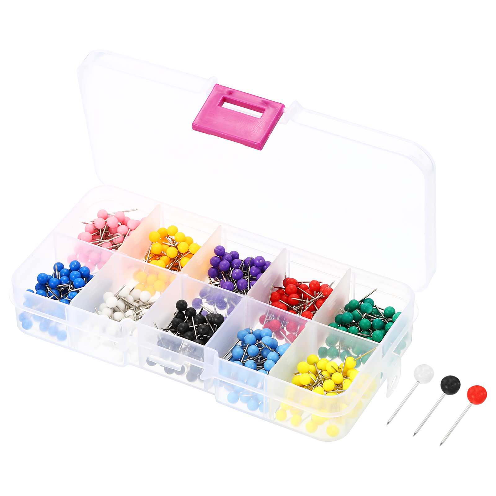 Uxcell Push Pins Round Head Map Tacks Thumb Steel Point, Multicolor 600 ...