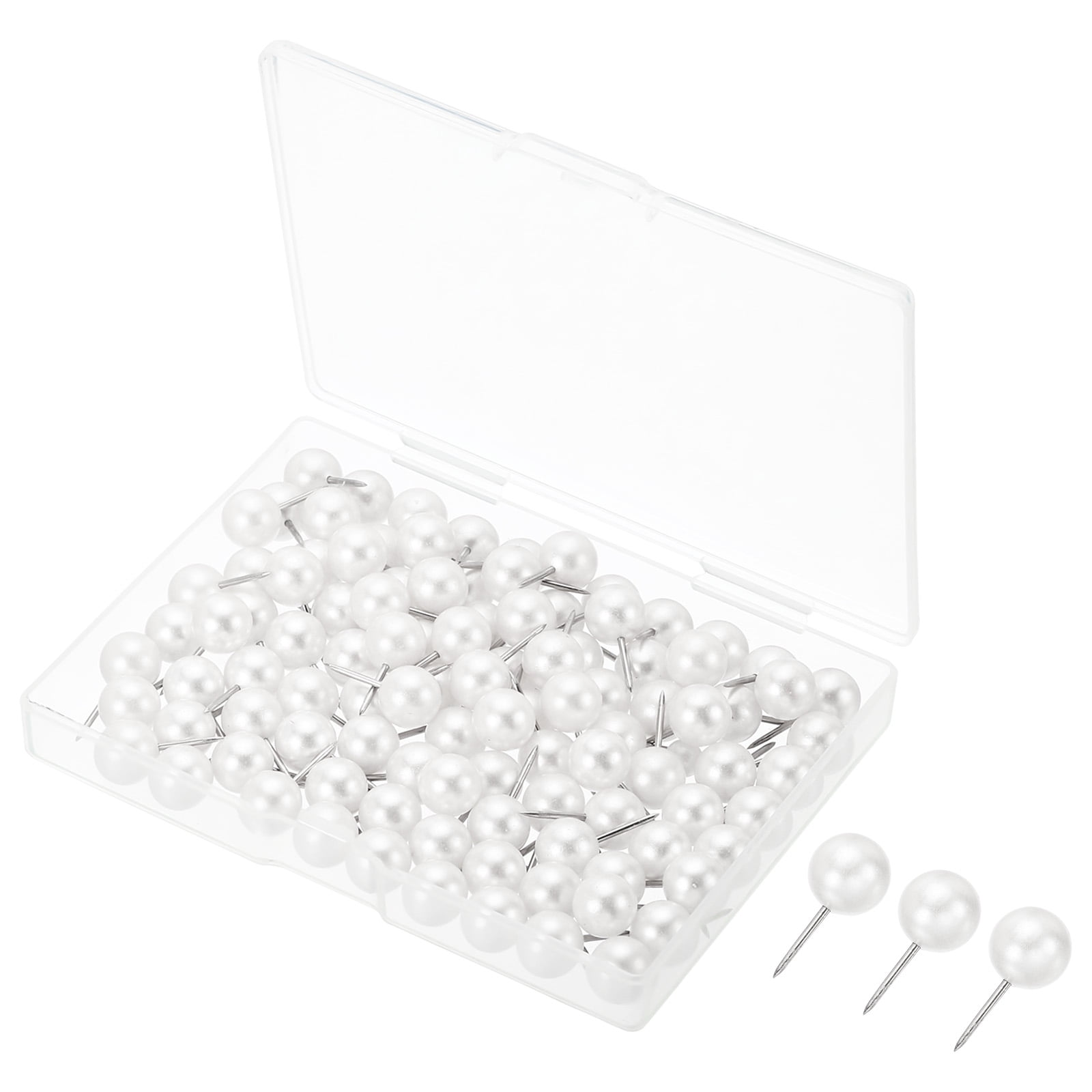 Uxcell Push Pins Round Head Map Tacks Thumb Steel Point, Pearlescent ...