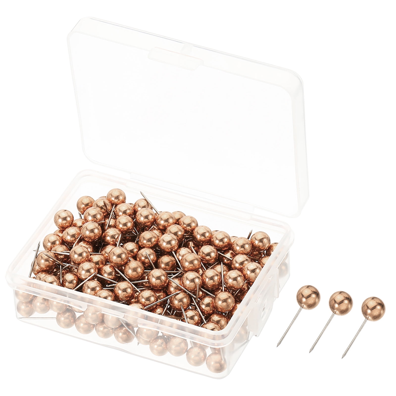Uxcell Push Pins Round Head Metallic Map Tacks Steel Point, Rose Gold ...