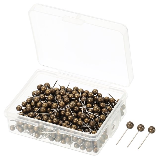 Uxcell Push Pins Round Head Thumb Map Tacks Steel Point, Bronze Tone ...