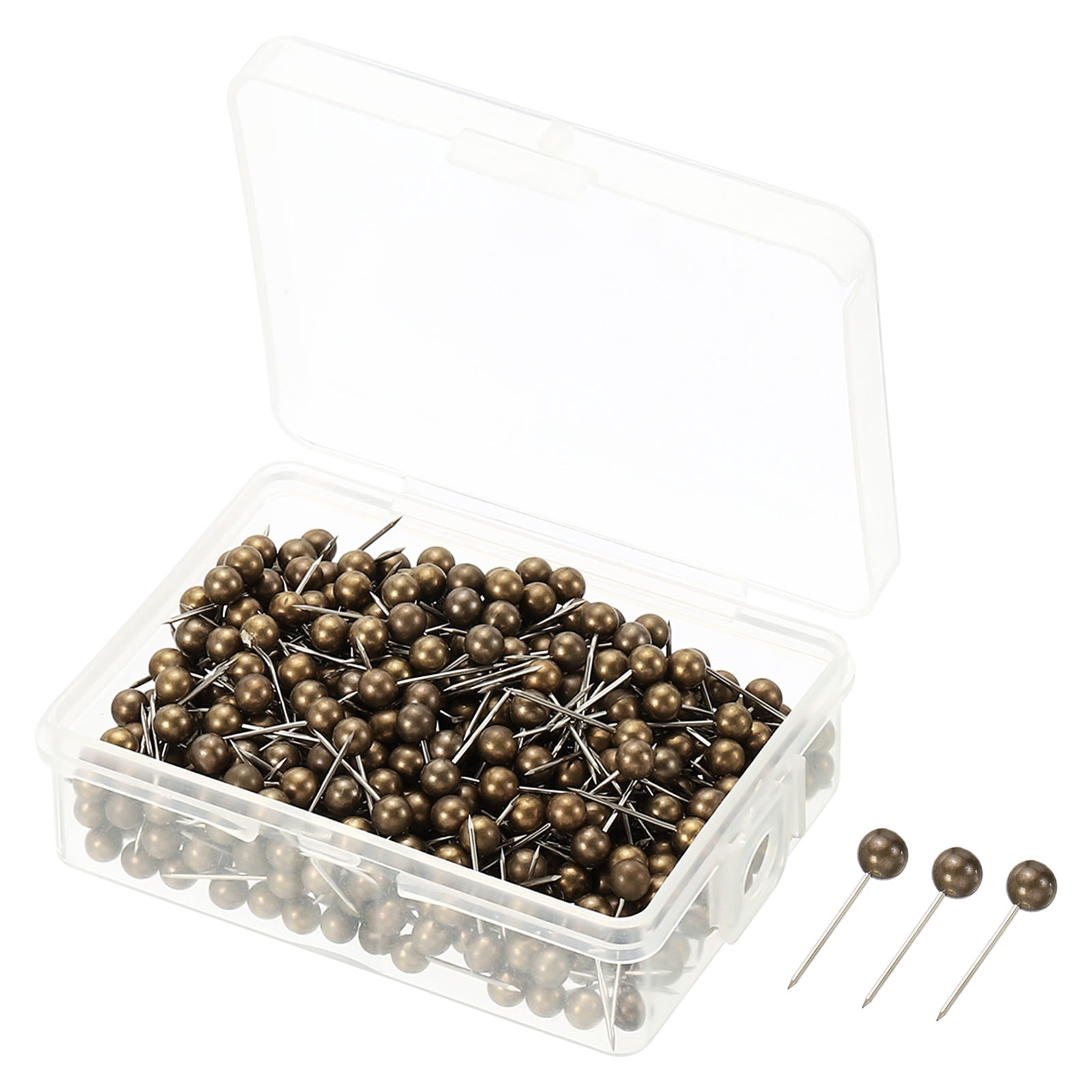 Uxcell Push Pins Round Head Thumb Map Tacks Steel Point, Bronze Tone ...