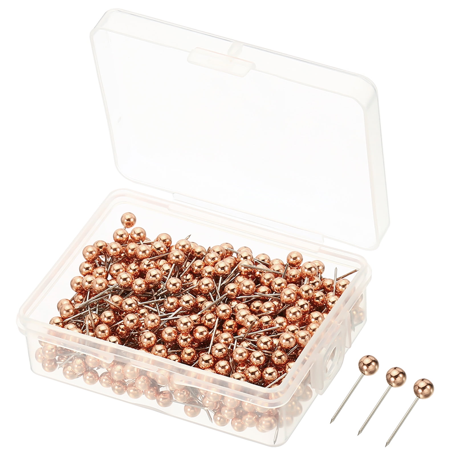 Uxcell Push Pins Round Head Thumb Map Tacks Steel Point, Rose Gold 500 ...