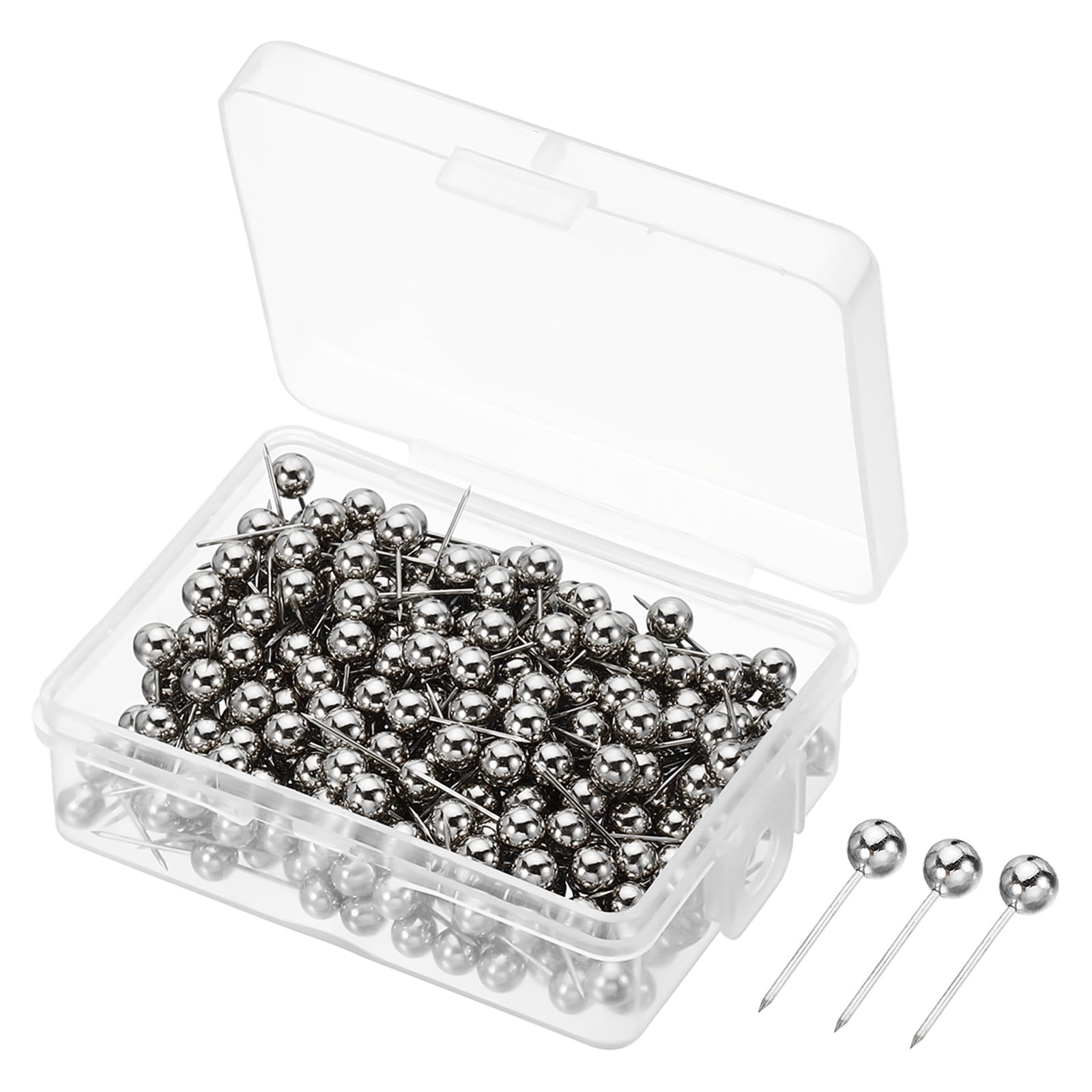 Uxcell Push Pins Round Head Thumb Map Tacks Steel Point, Silver 300 ...