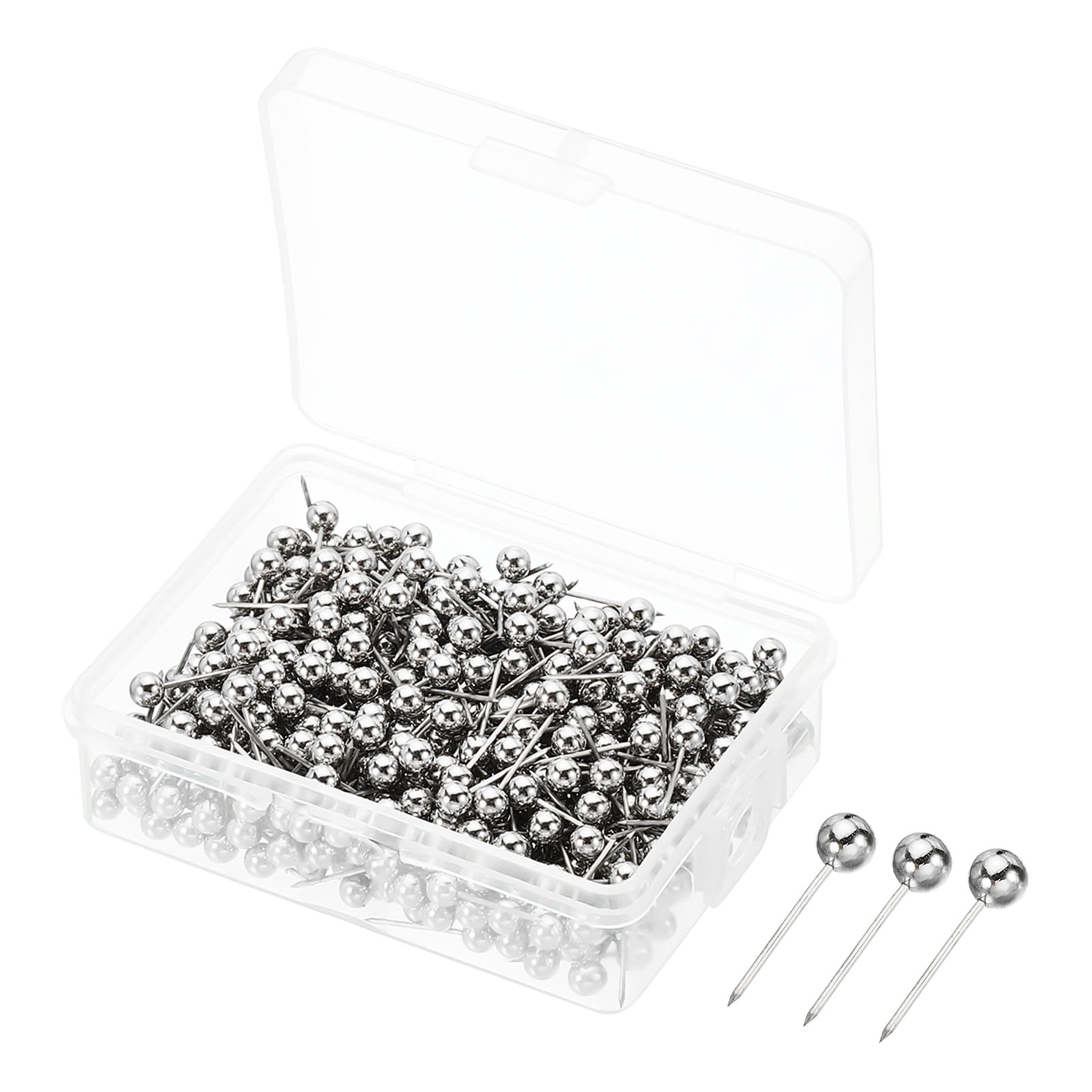 Uxcell Push Pins Round Head Thumb Map Tacks Steel Point, Silver Tone ...