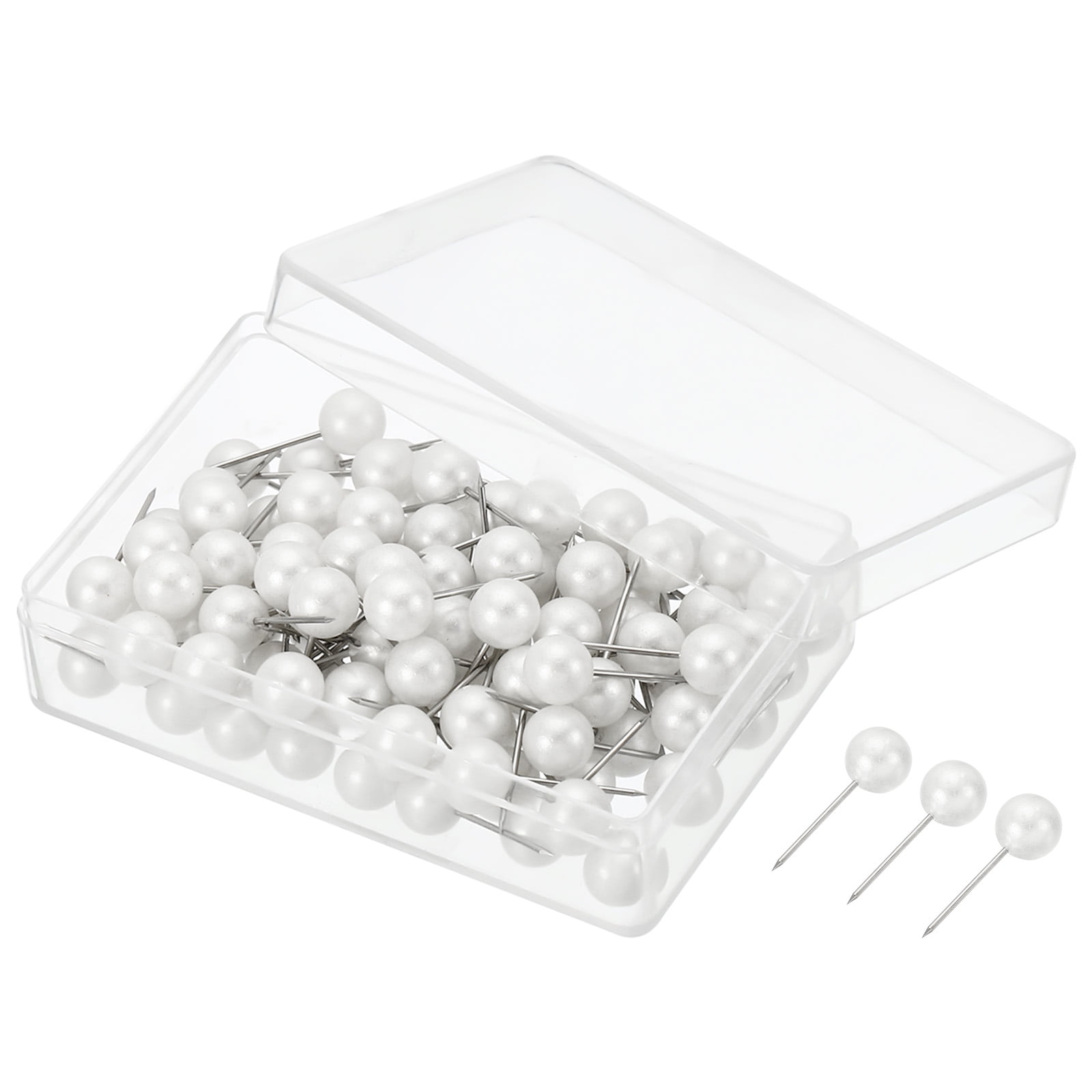 Uxcell Push Pins Round Head Thumb Map Tacks Steel Point, White 100 Pack ...