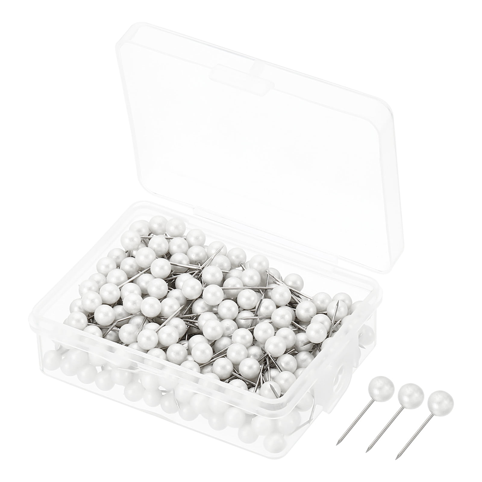 Uxcell Push Pins Round Head Thumb Map Tacks Steel Point, White 300 Pack ...