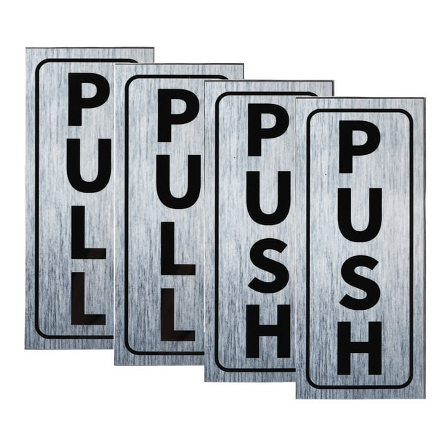 Uxcell Push Pull Door Sign 2"x5" Adhesive Vertical Pull Push Sticker ...