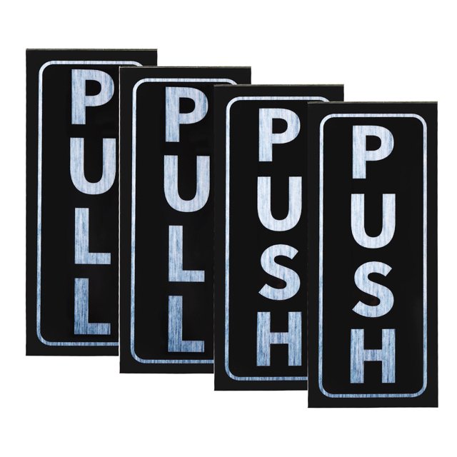 Uxcell Push Pull Door Sign 2"x5" PVC Adhesive Vertical Pull Push ...