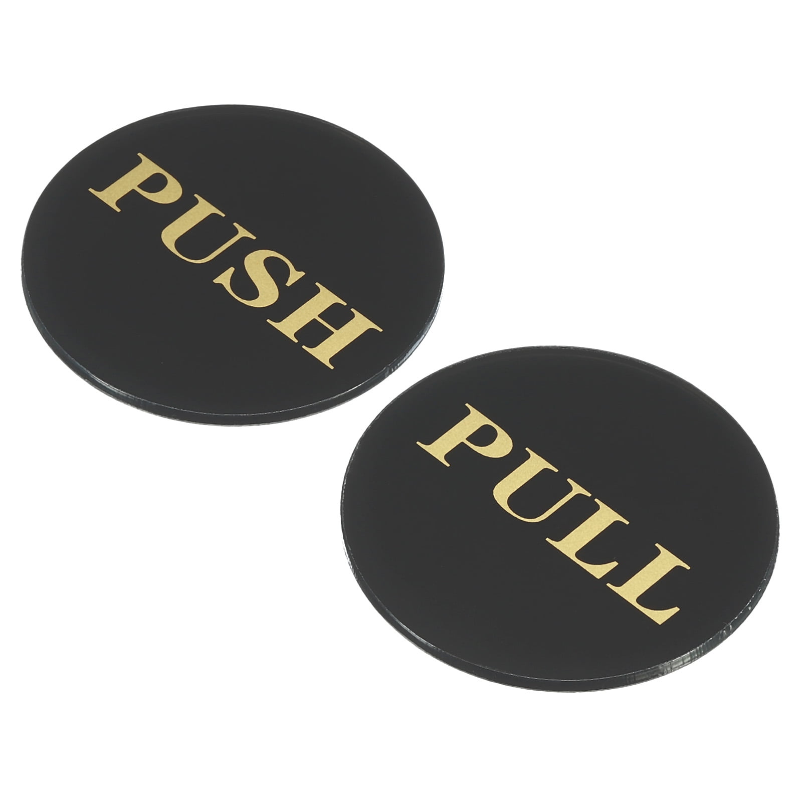 Uxcell Push Pull Door Sign Acrylic Self Adhesive Round Sticker Black ...