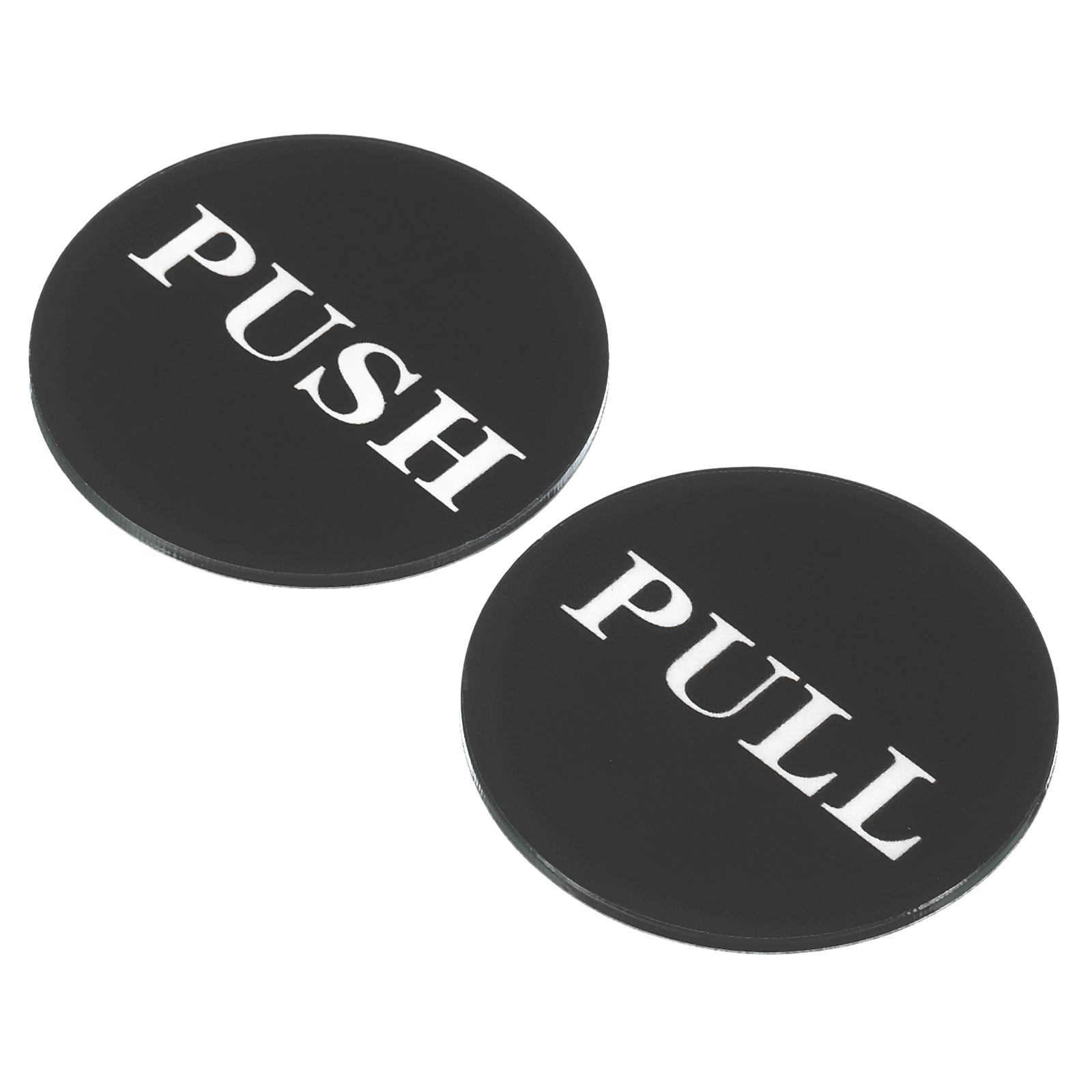Uxcell Push Pull Door Sign Acrylic Self Adhesive Round Sticker Black ...