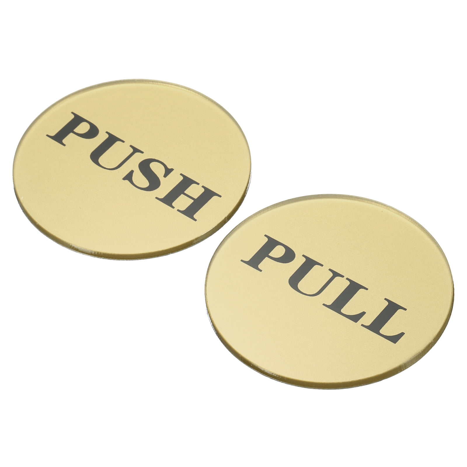 Uxcell Push Pull Door Sign Acrylic Self Adhesive Round Sticker Golden 4 ...