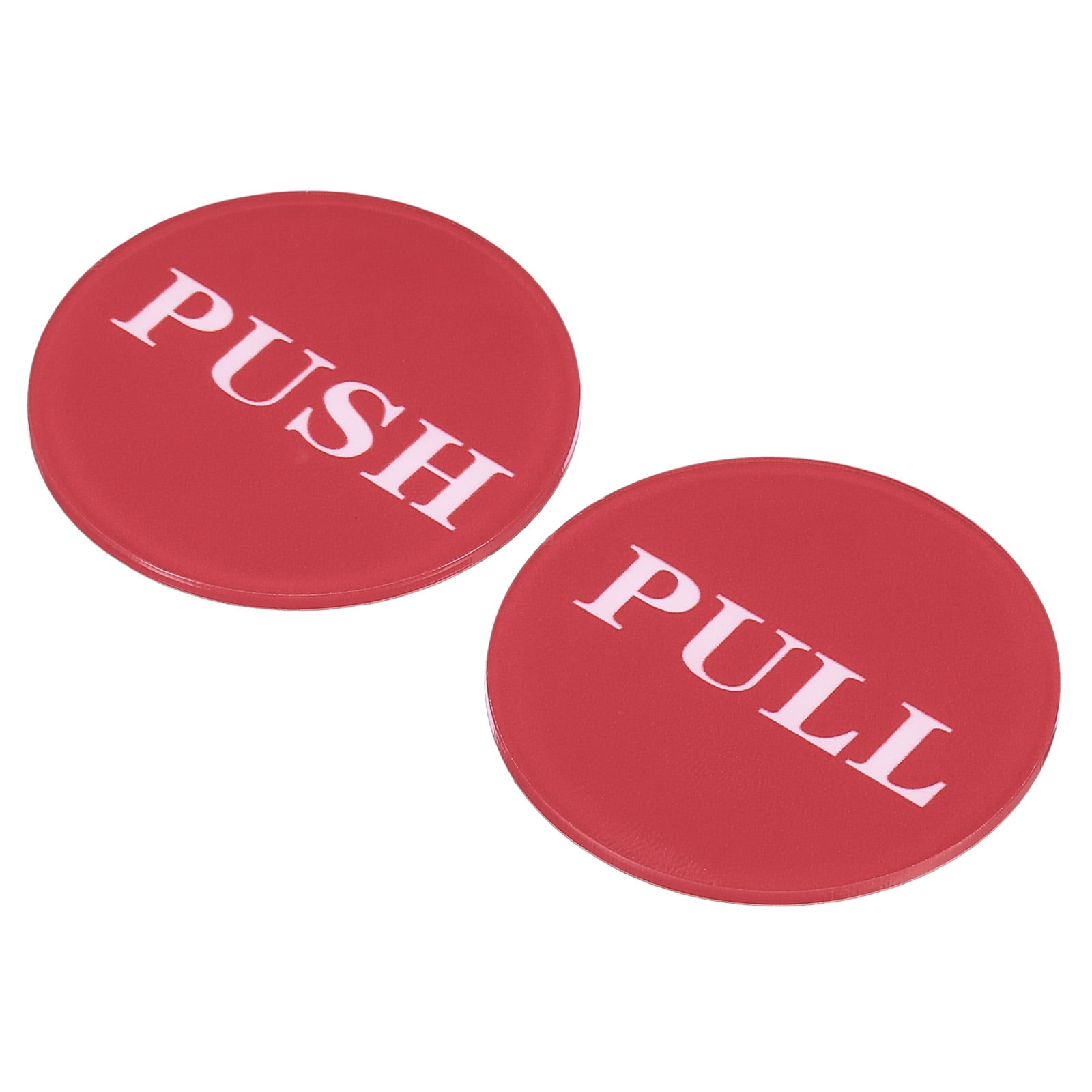 Uxcell Push Pull Door Sign Acrylic Self Adhesive Round Sticker Red 2 ...