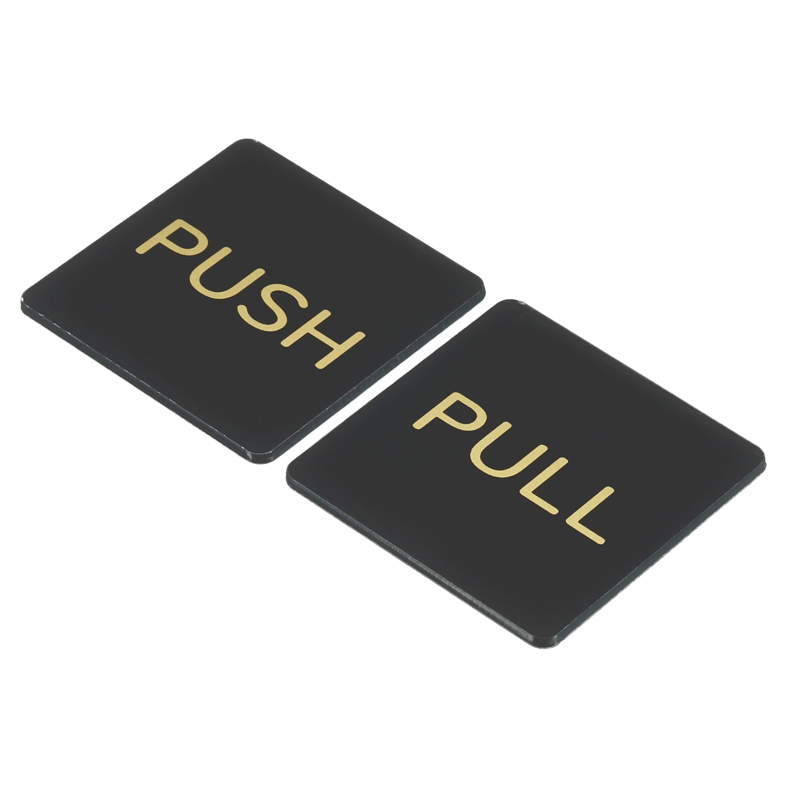 Uxcell Push Pull Door Sign Acrylic Self Adhesive Square Sticker Black ...