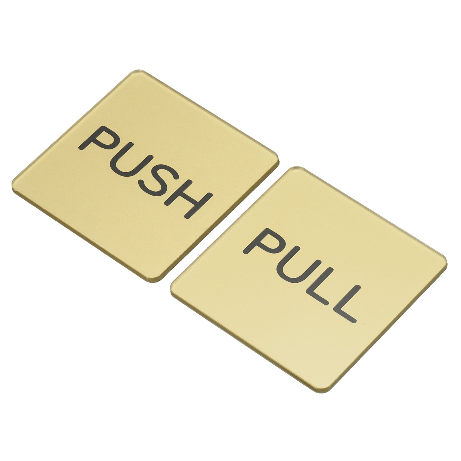 Uxcell Push Pull Door Sign Acrylic Self Adhesive Square Sticker Golden ...
