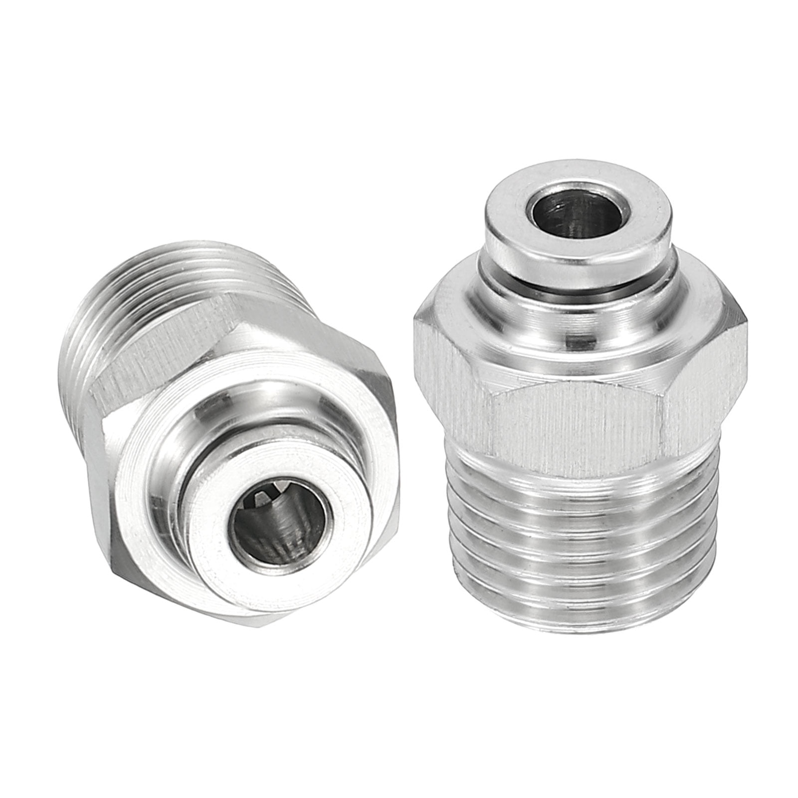 Uxcell Push to Connect Fitting, 2 Pcs 304 Stainless Steel Male Straight 5/32" Tube OD x 1/4" NPT ...