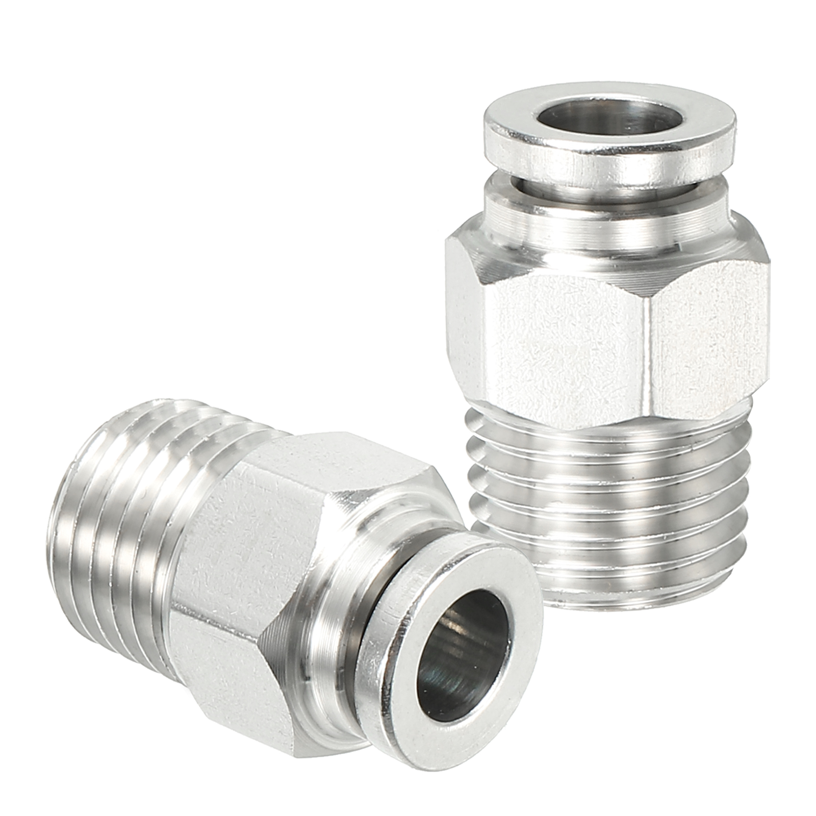 Uxcell Push to Connect Fitting, 304 Stainless Steel Male Straight 1/4" Tube OD x 1/4" NPT Thread ...