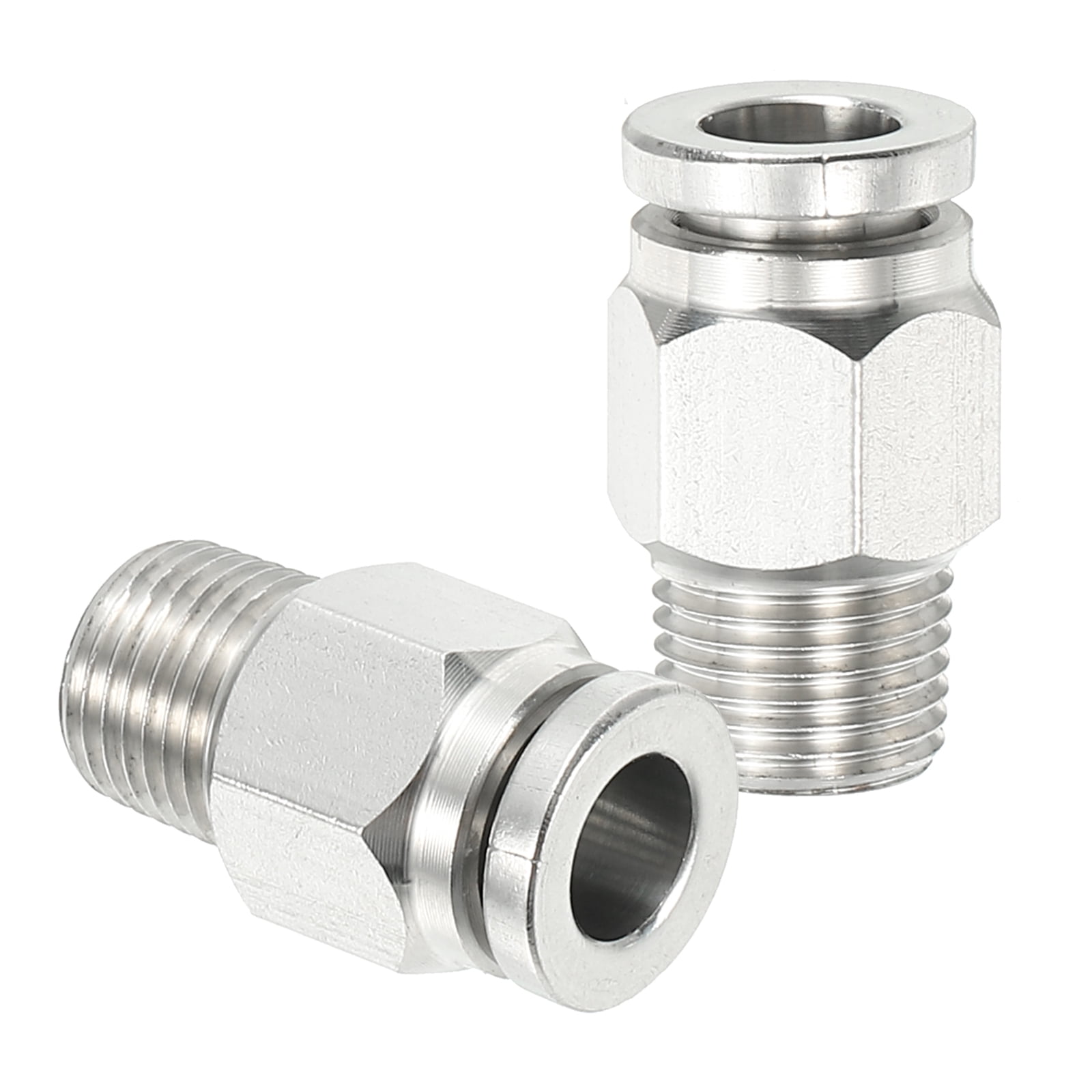 Uxcell Push to Connect Fitting, 304 Stainless Steel Male Straight 1/4" Tube OD x 1/8" NPT Thread ...