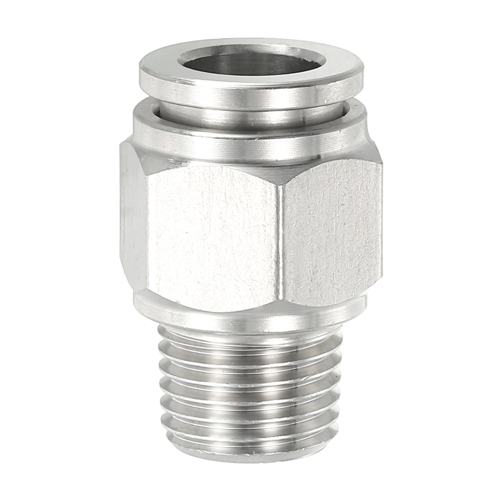 Uxcell Push to Connect Fitting, 304 Stainless Steel Male Straight 3/8" Tube OD x 1/4" NPT Thread ...