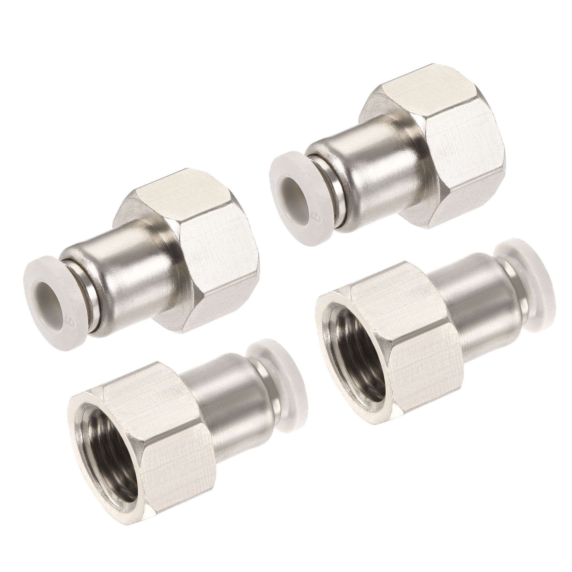 Uxcell Push to Connect Fittings 1/4PT Female Thread Fit 6mm Tube OD ...