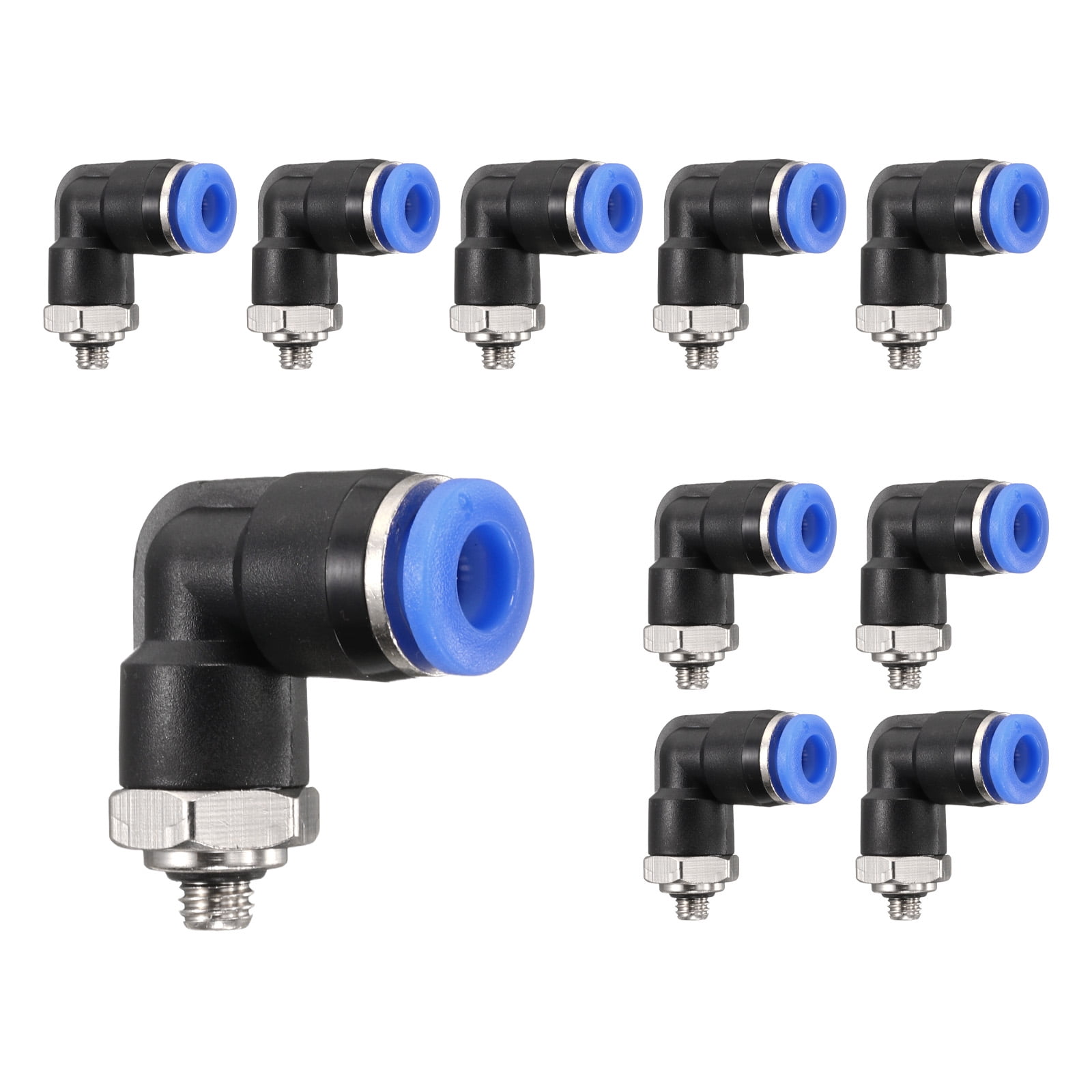 Uxcell Push to Connect Fittings 6mm to UNF10-32 Male Plastic Elbows ...