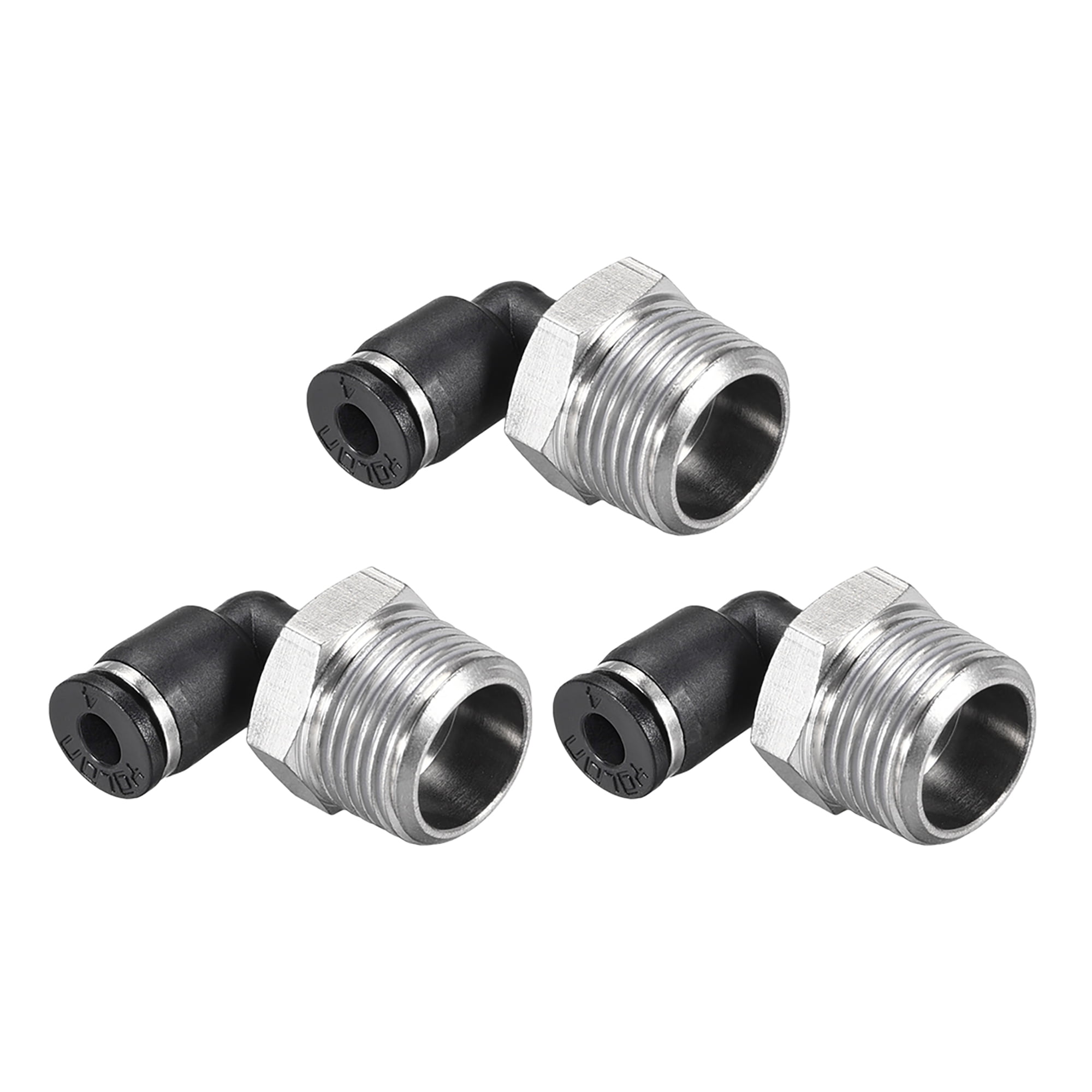Uxcell Push to Connect Tube Fitting Male Elbow, 4mm Tube OD x 3/8 NPT ...