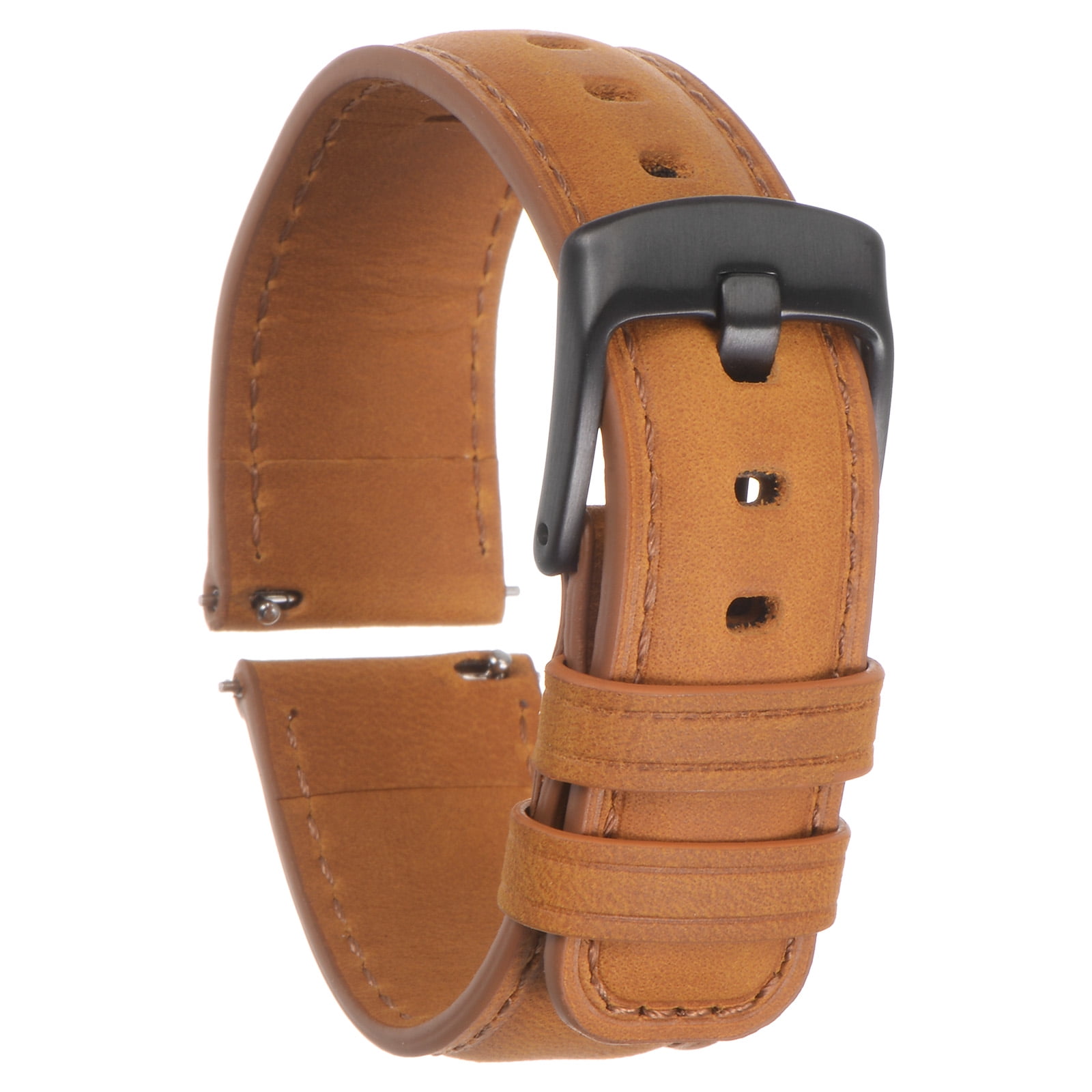 Uxcell Quick Release Grain Leather Watch Band 20mm Width Light Brown ...