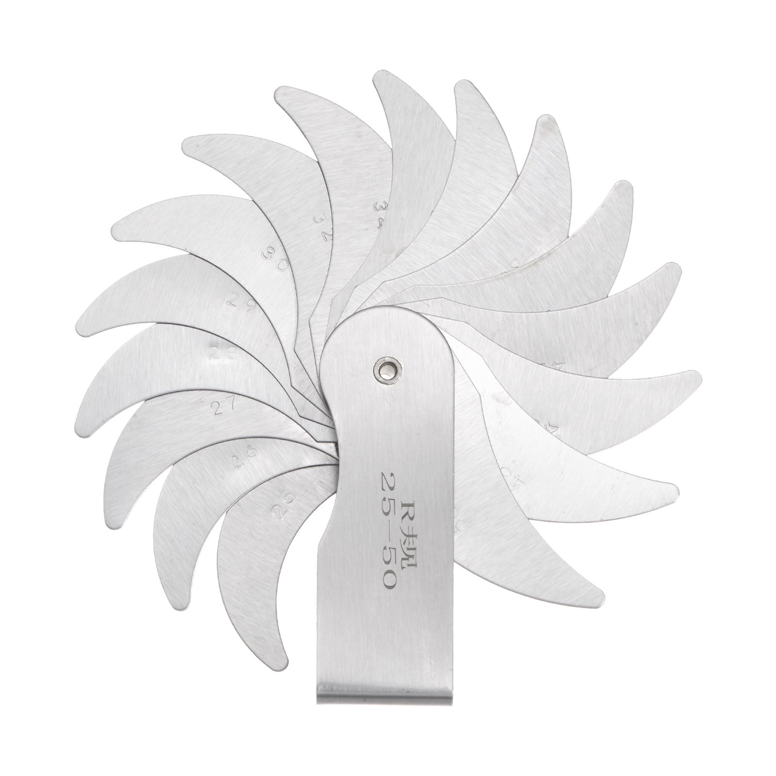 Uxcell R25 to 50 Radius Gauge Alloy Steel Radius Fillet Gauge Portable ...