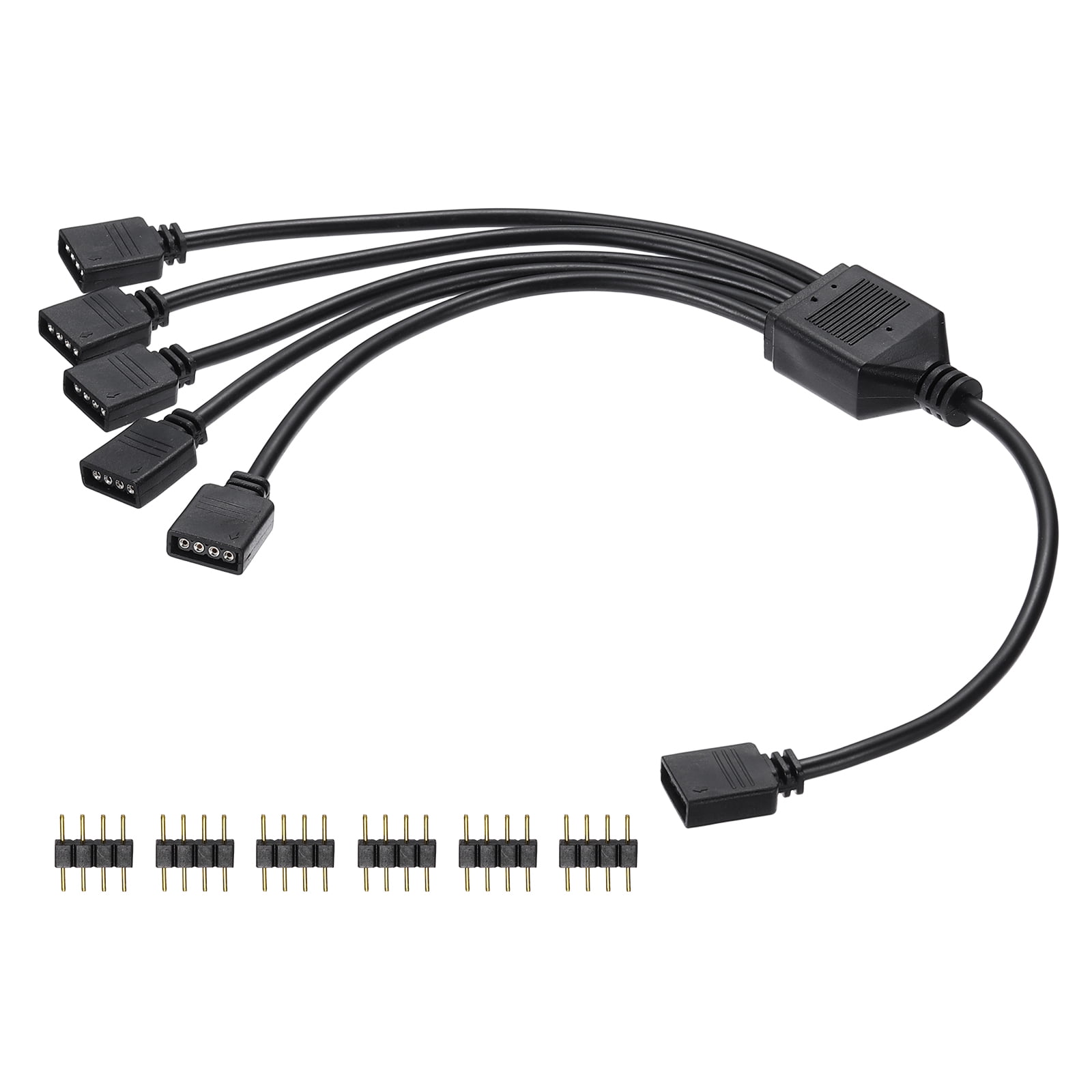 Uxcell RGB Splitter Cable, 12V 12" 4 Pin 1 to 5 Female to Female Power ...