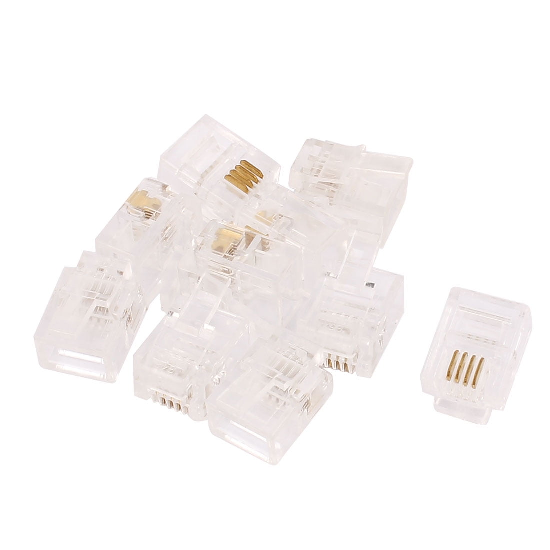 Uxcell RJ11 6P4C Jack Connector Clear for Telephone Cable Wire 10Pcs ...