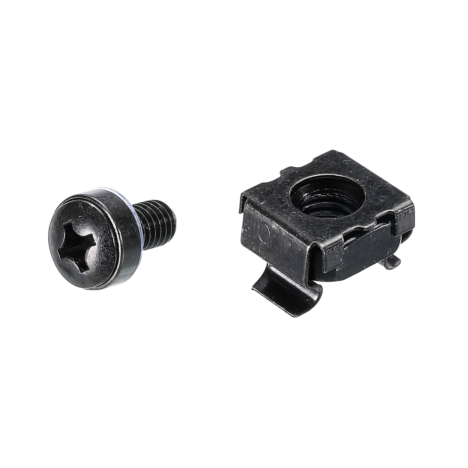 Uxcell Rack Mount Cage Nuts M6x10mm Mounting Screws Iron Zinc Plated ...