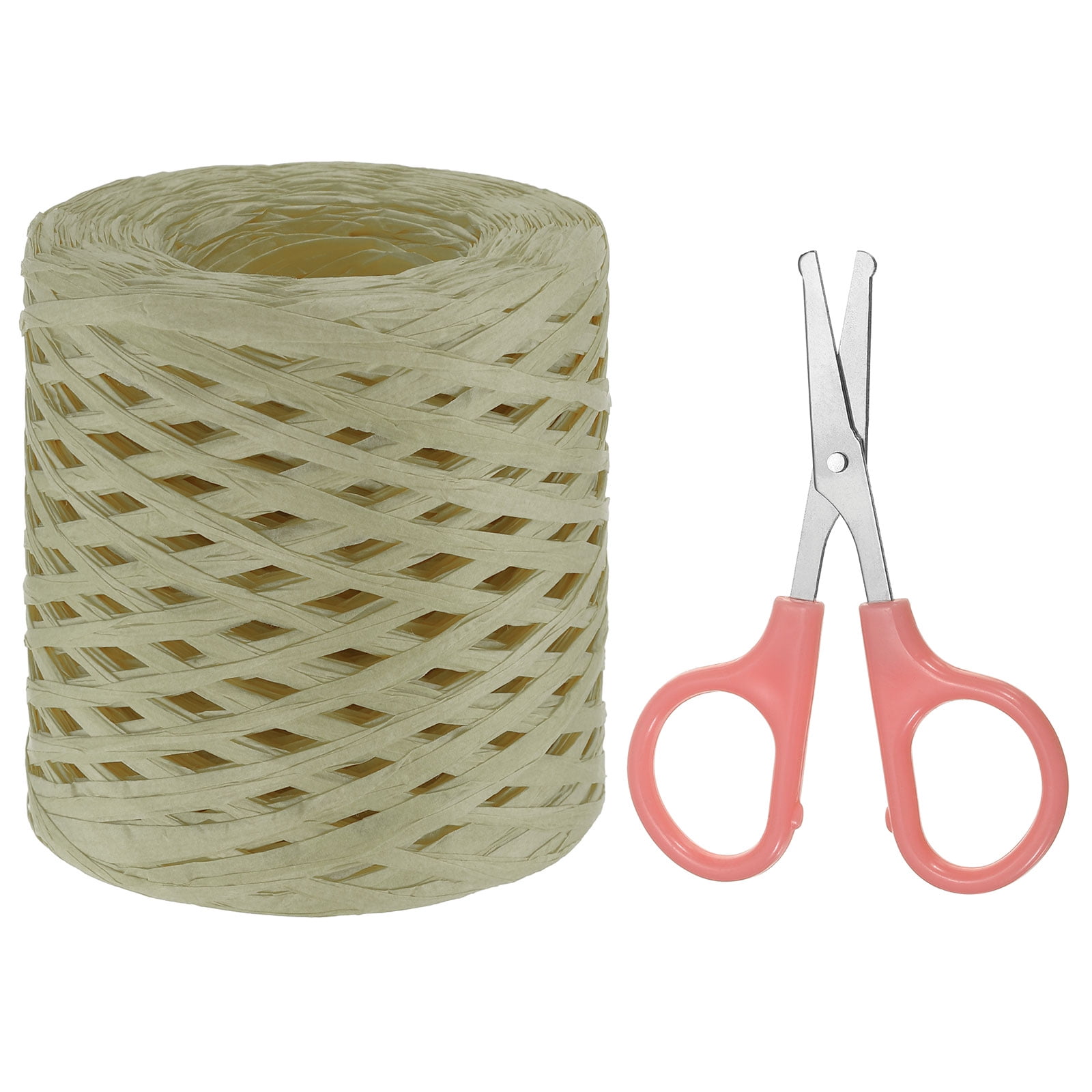 Uxcell Raffia Ribbon, Natural Raffia String with Scissor, Beige, 218 ...