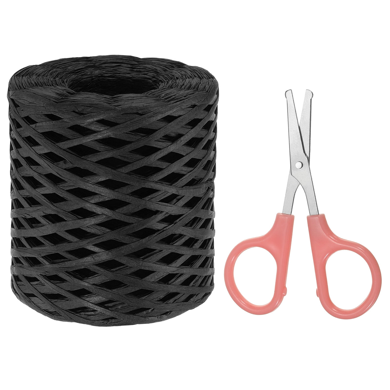 Uxcell Raffia Ribbon, Natural Raffia String with Scissor, Black, 218 ...