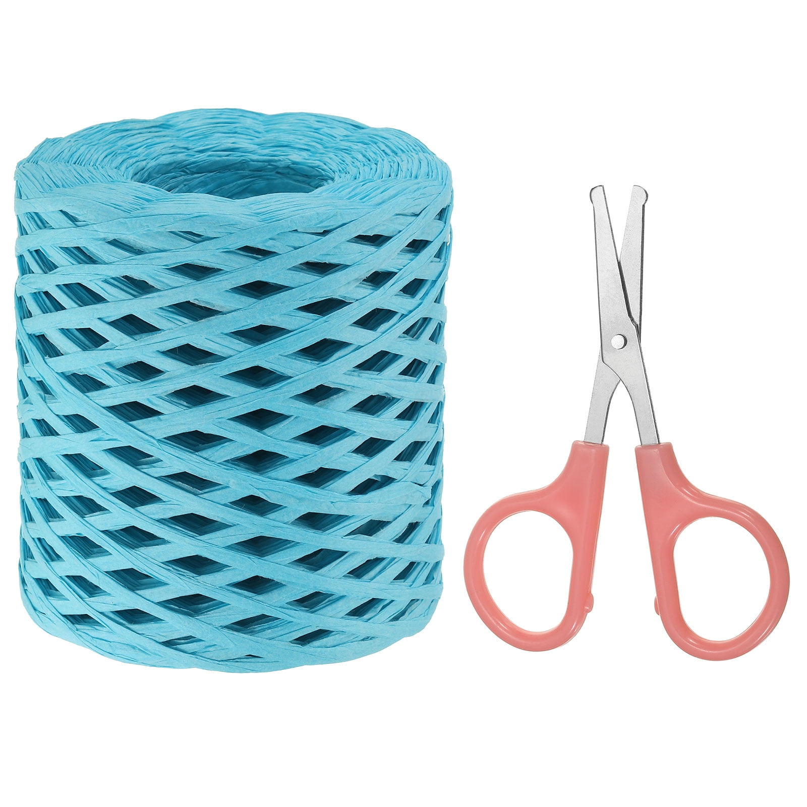 Uxcell Raffia Ribbon, Natural Raffia String with Scissor, Blue, 218 ...