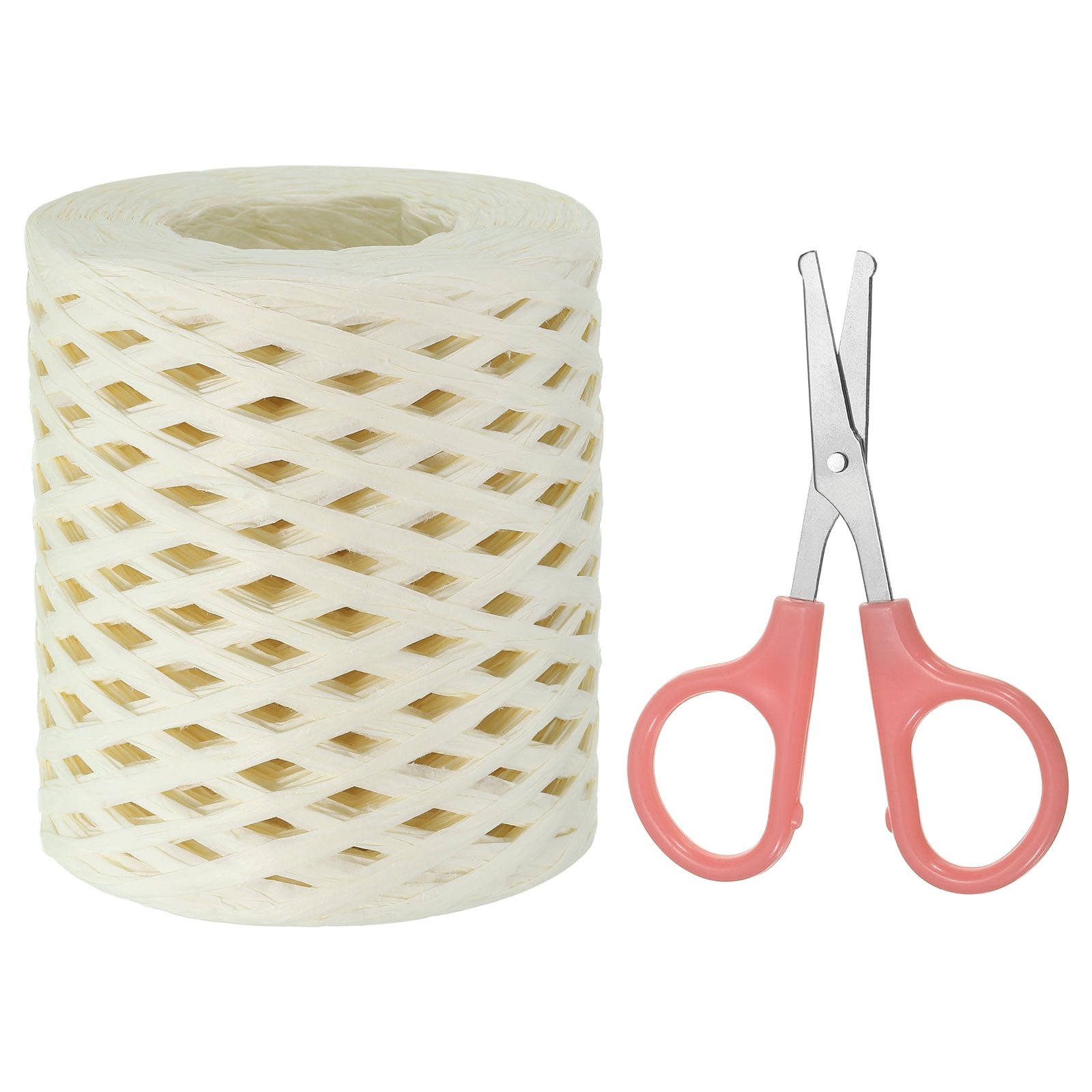 Uxcell Raffia Ribbon, Natural Raffia String with Scissor, Cream White ...