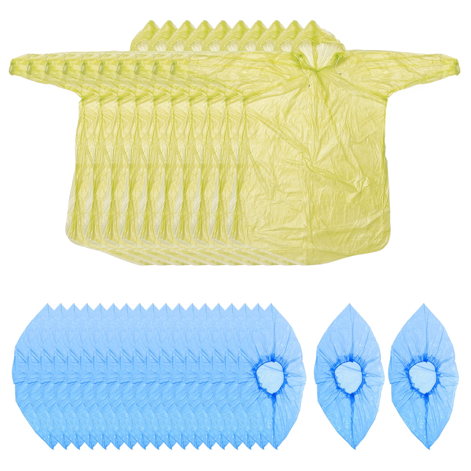 Uxcell Rain Ponchos, 10 Pack Disposable Rain Coat with Hood and 10 ...
