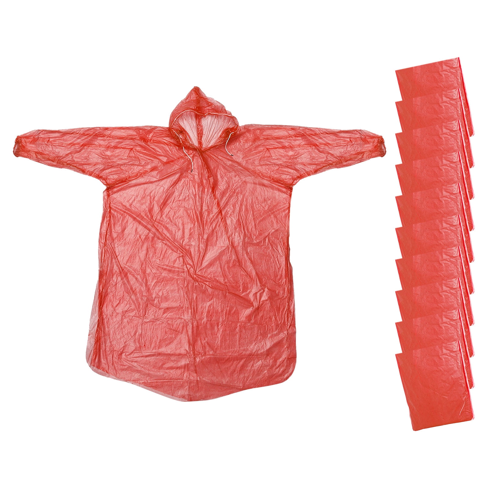 Uxcell Rain Ponchos, 10 Pack Unisex Disposable Rain Jacket with Hood ...