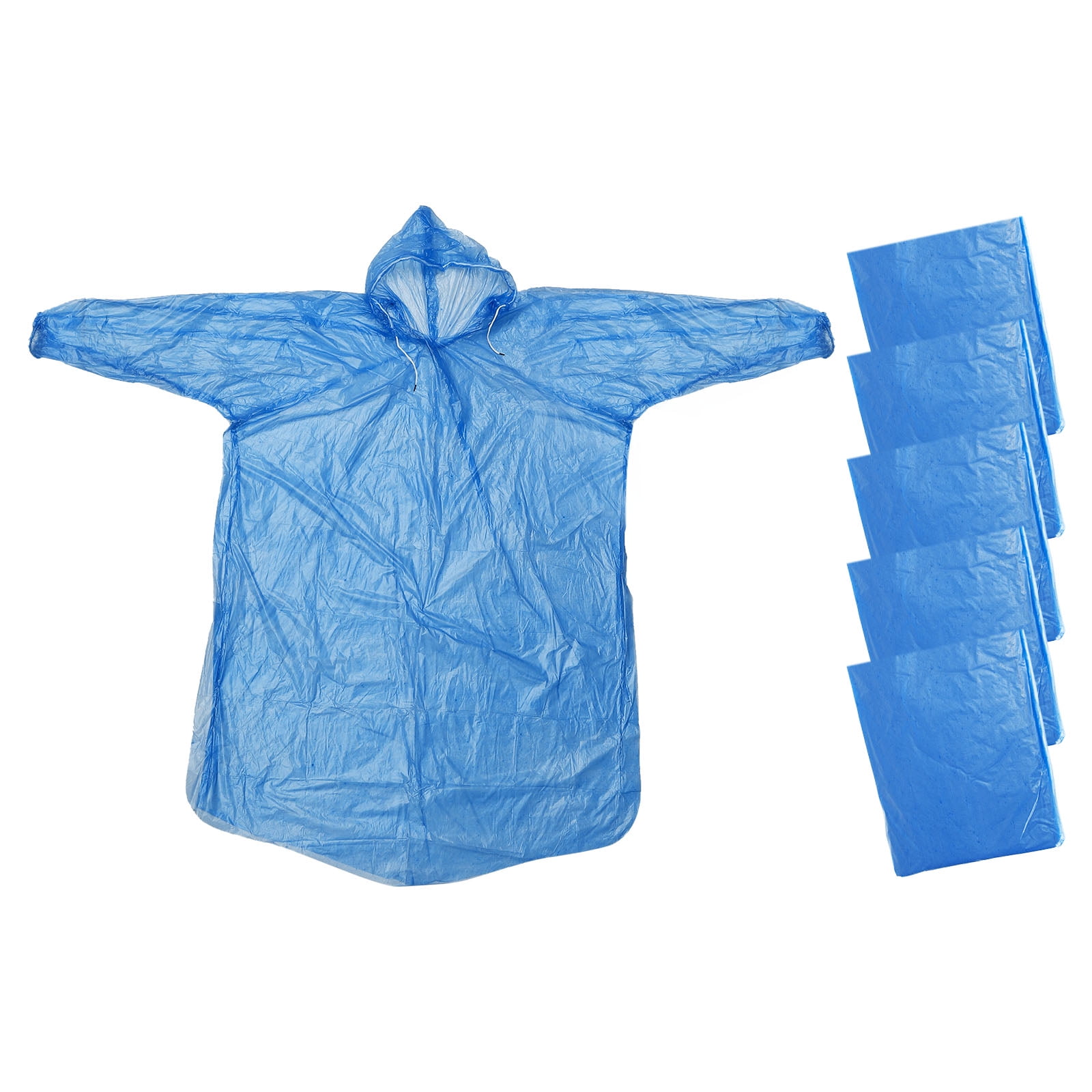Uxcell Rain Ponchos, 5 Pack Unisex Disposable Rain Jacket with Hood for ...