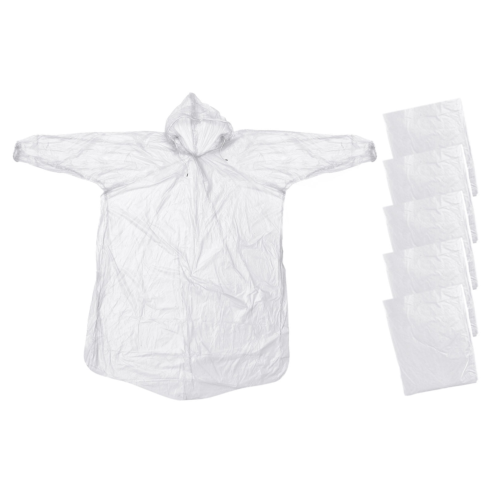Uxcell Rain Ponchos, 5 Pack Unisex Disposable Rain Jacket with Hood for ...