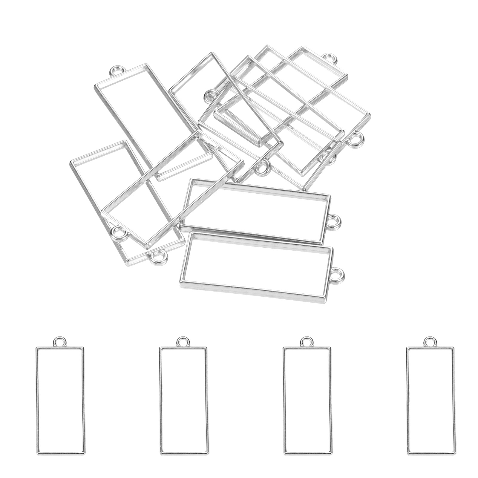 Uxcell Rectangle Alloy Open Back Bezel Pendants DIY Hollow Frame ...