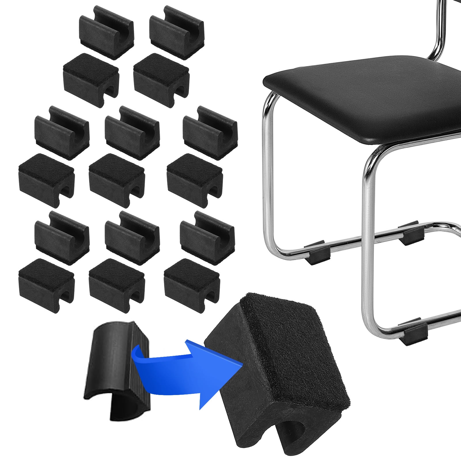 Uxcell Rectangle U Shaped Chair Leg Tips Caps with Felt Pads, Slide ...