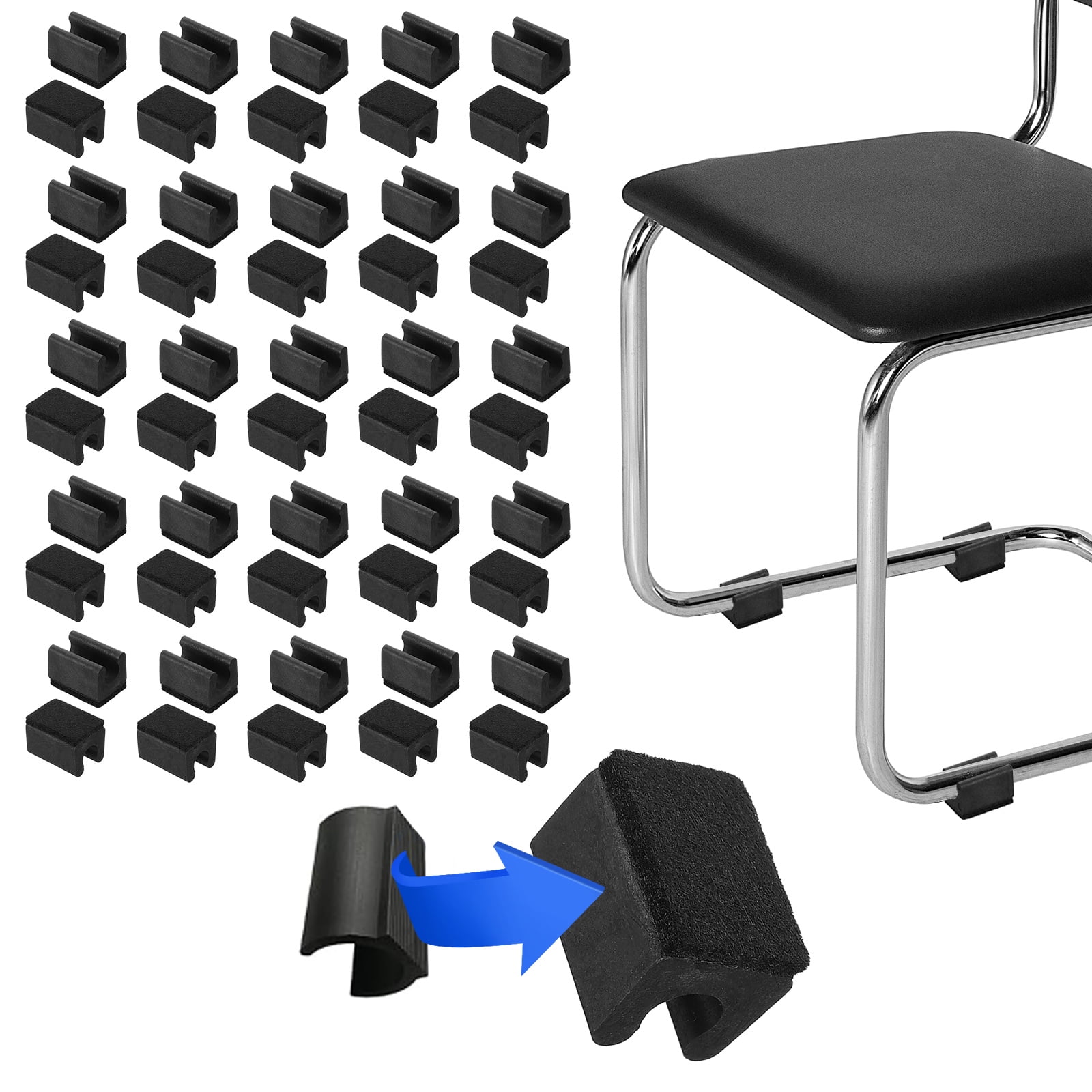 Uxcell Rectangle U Shaped Chair Leg Tips Caps with Felt Pads, Slide ...