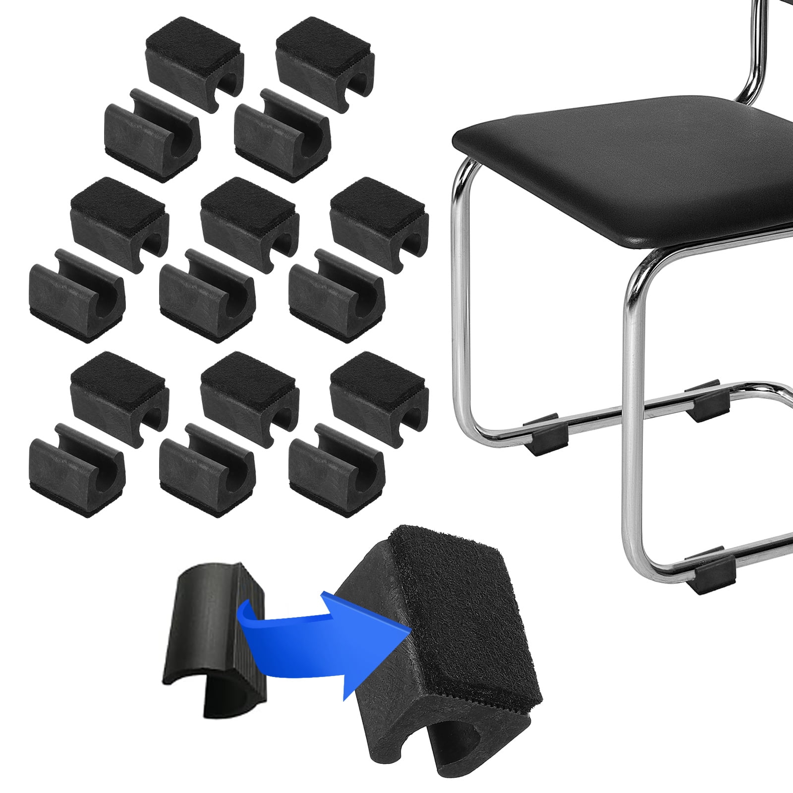 Uxcell Rectangle U Shaped Chair Leg Tips Caps with Felt Pads, Slide ...