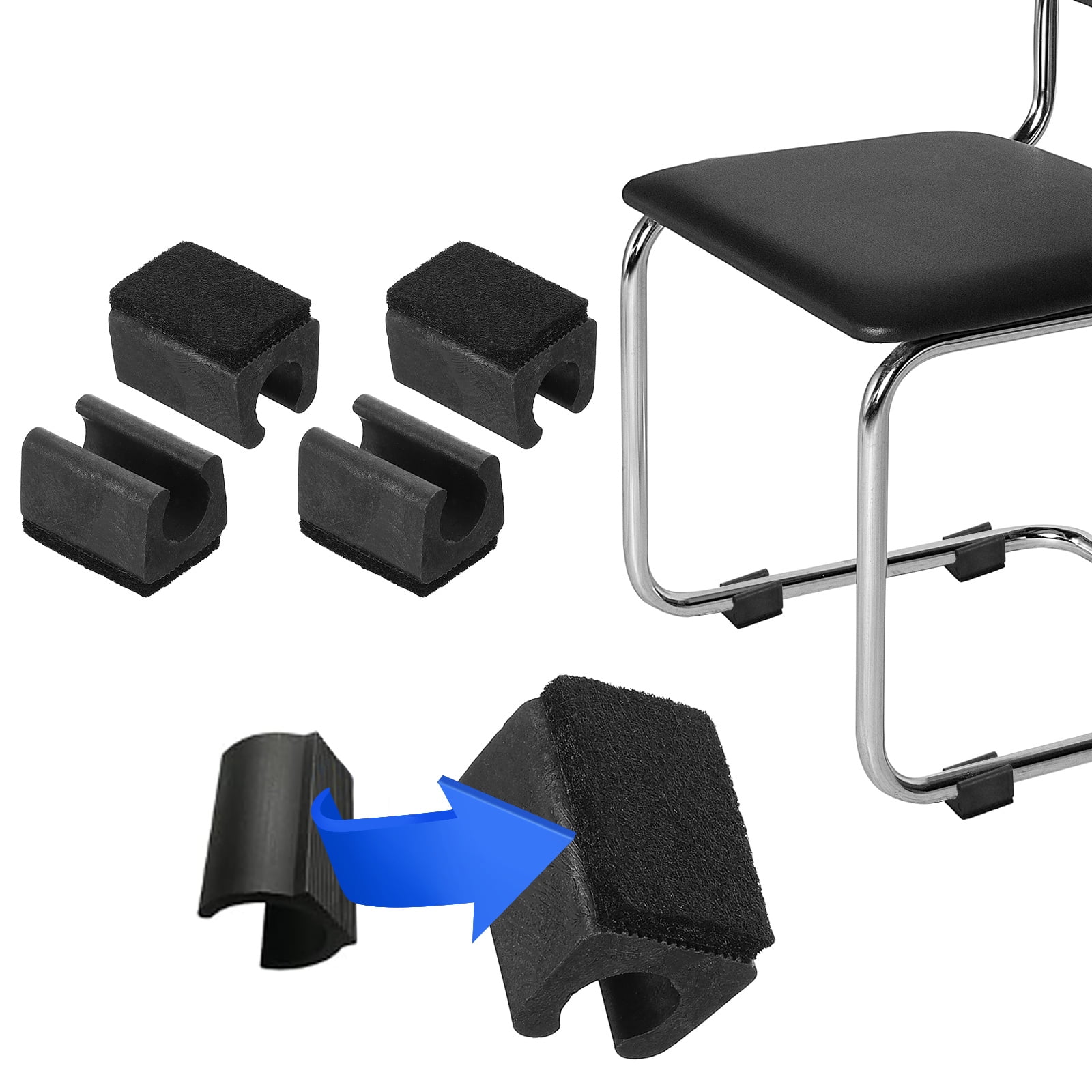 Uxcell Rectangle U Shaped Chair Leg Tips Caps with Felt Pads, Slide ...