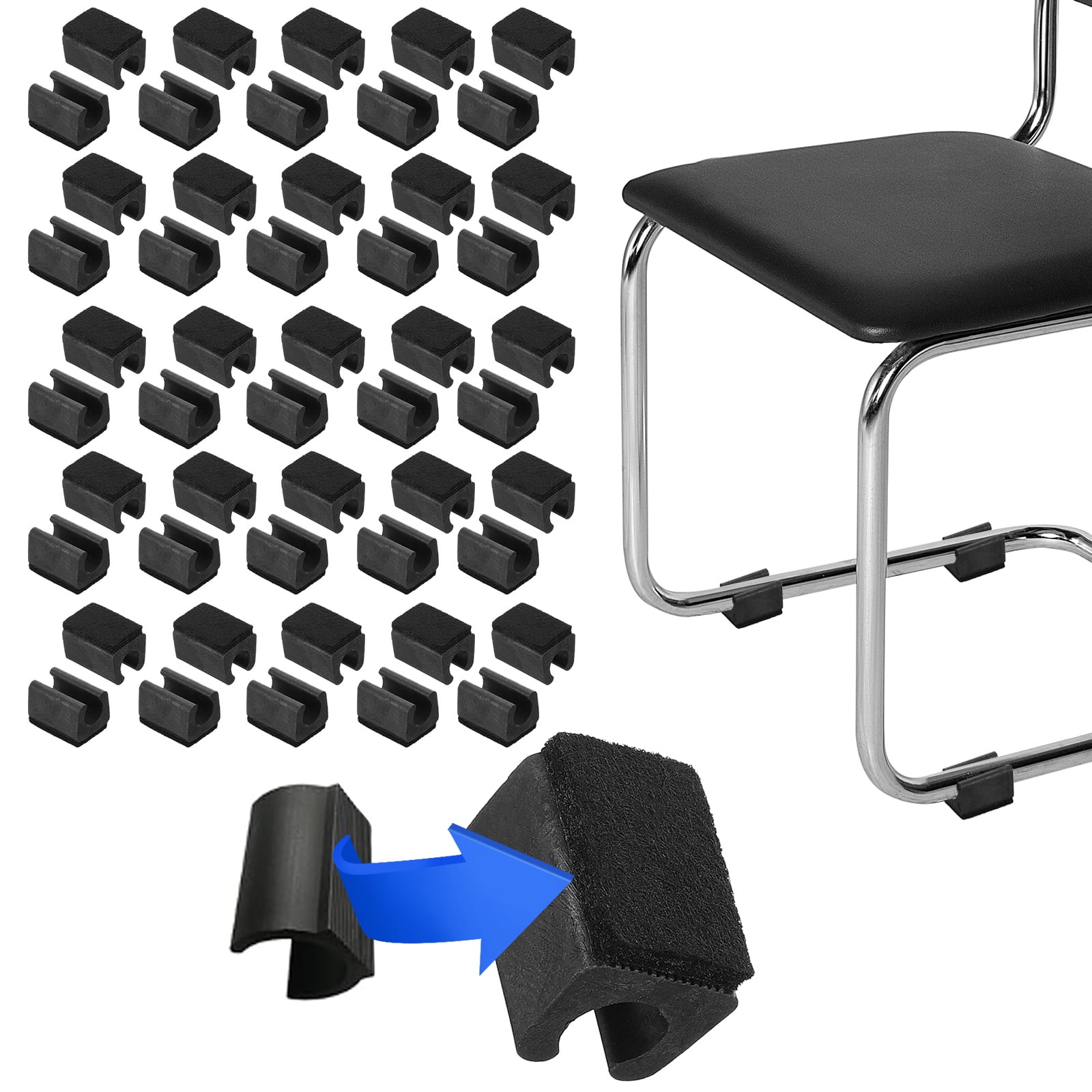 Uxcell Rectangle U Shaped Chair Leg Tips Caps with Felt Pads, Slide ...