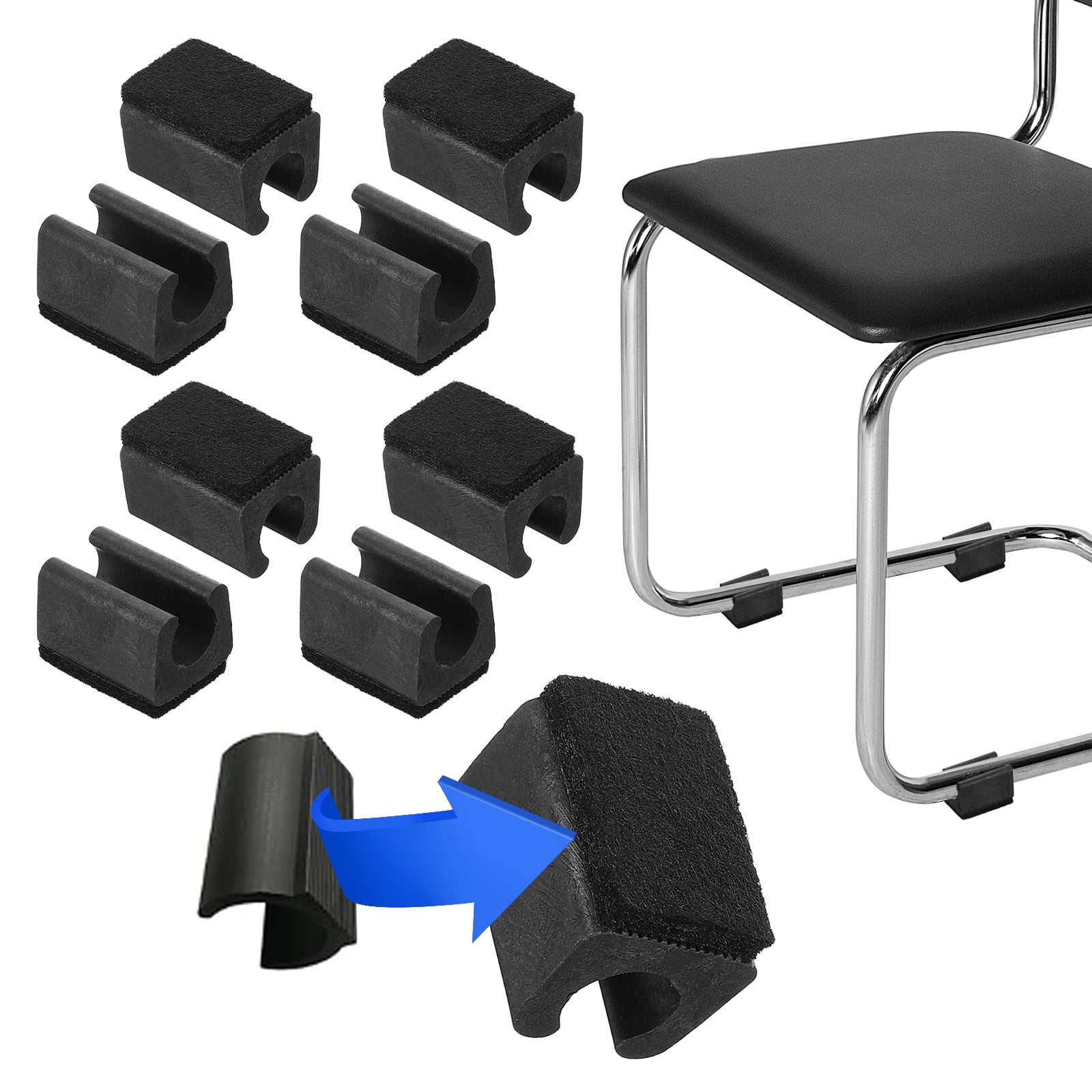 Uxcell 8 Pack Rectangle U Shaped Chair Leg Tip Cap with Felt Pad Fit ...