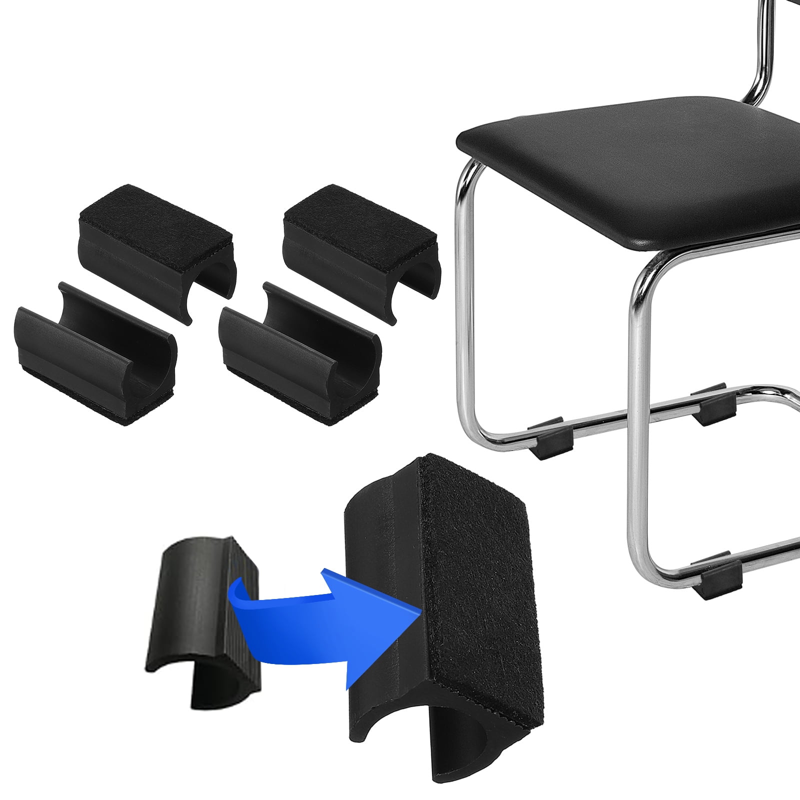 Uxcell Rectangle U Shaped Chair Leg Tips Caps with Felt Pads, Slide ...